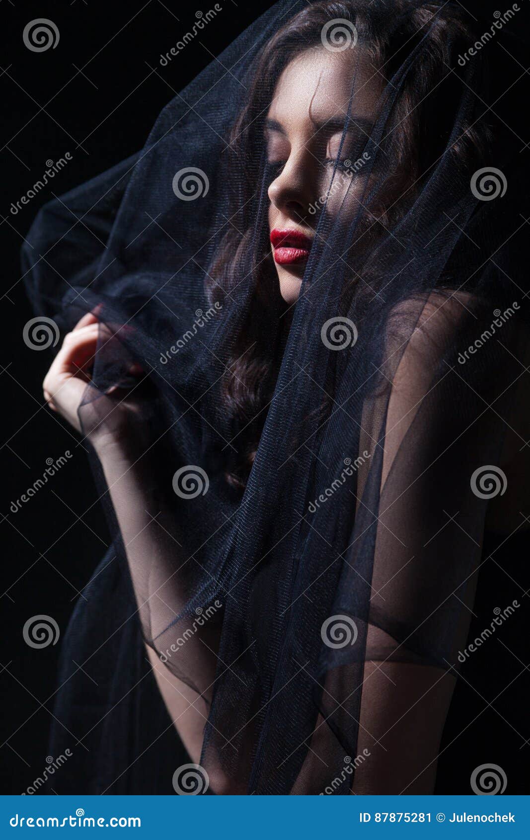 Cara De La Mujer En Velo Negro Imagen de archivo - Imagen de vertical ...