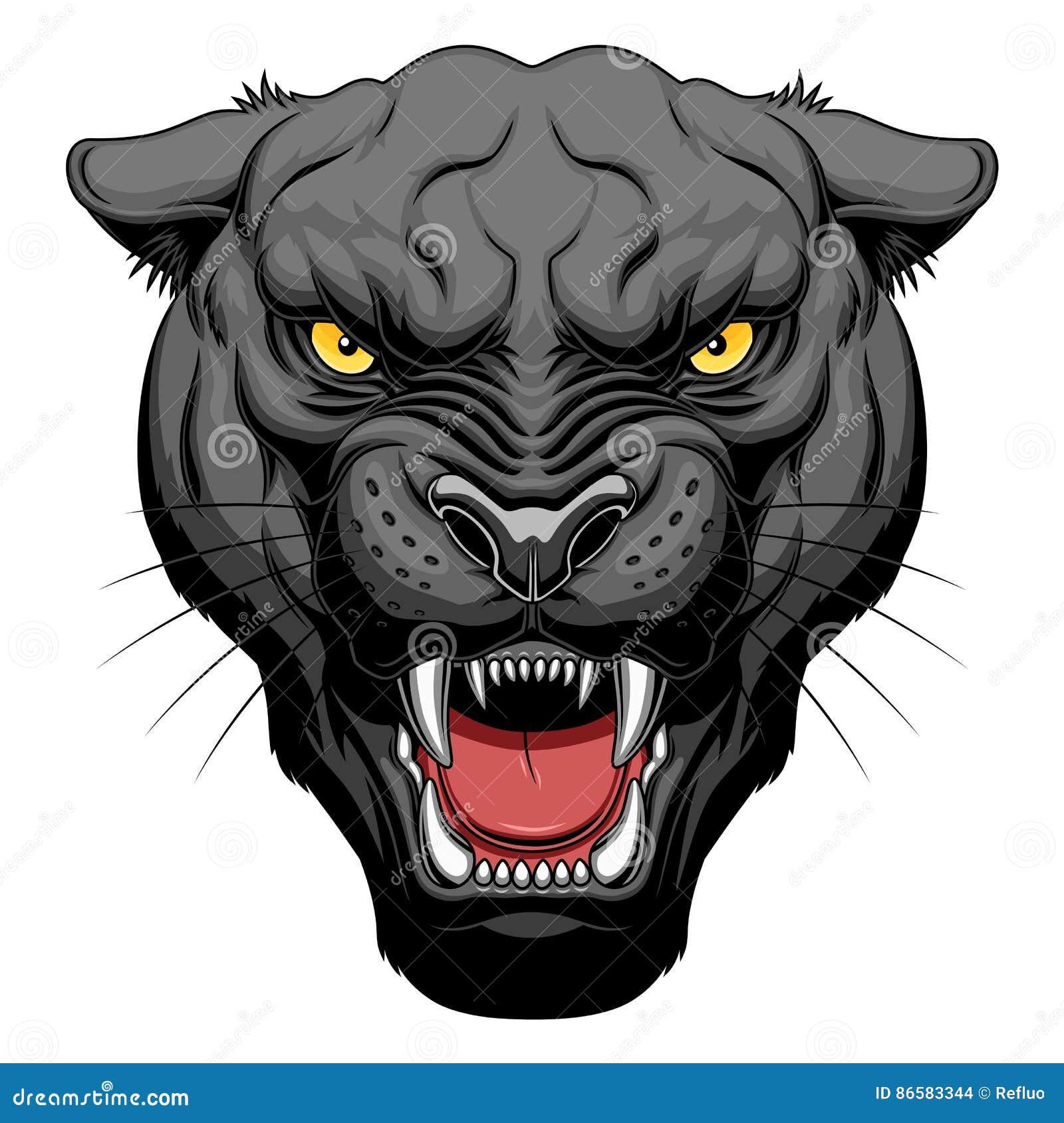 Cara De La Pantera El Gruñir Ilustración del Vector - Ilustración de ...
