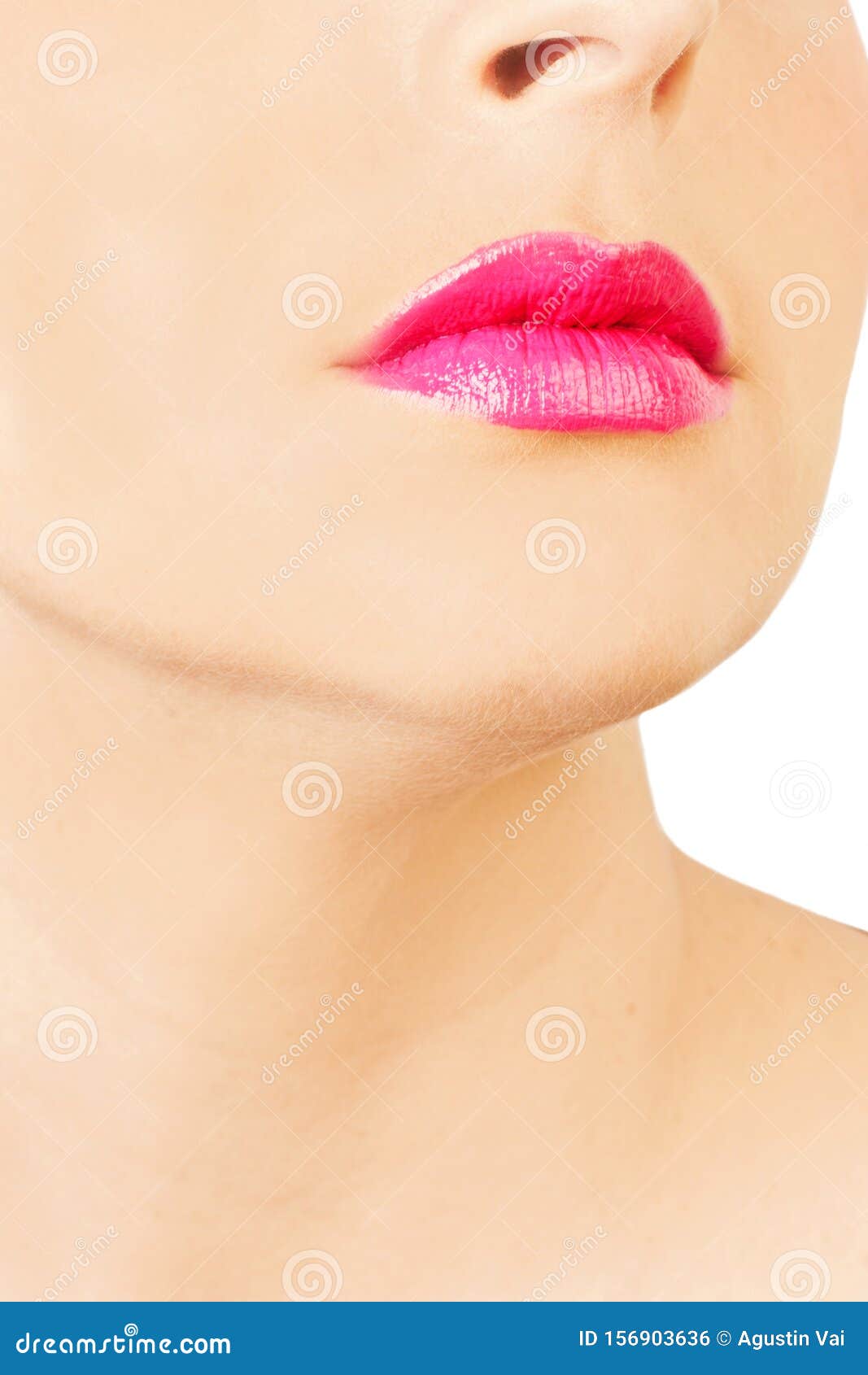 Cara De Mujer Con Labios Pintados De Rosa Foto de archivo - Imagen de ...