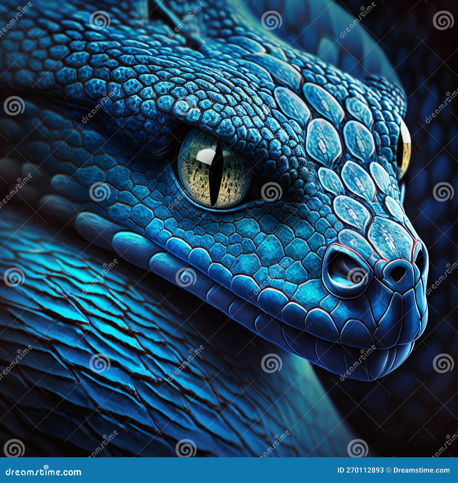 Cara De Serpente Azul. Serpente De Serpente Ilustração Stock ...