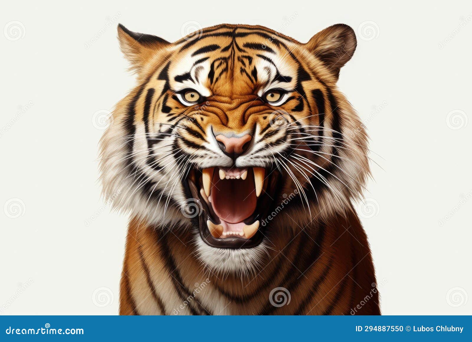 Cara De Tigre Sobre Fondo Blanco Stock de ilustración - Ilustración de ...