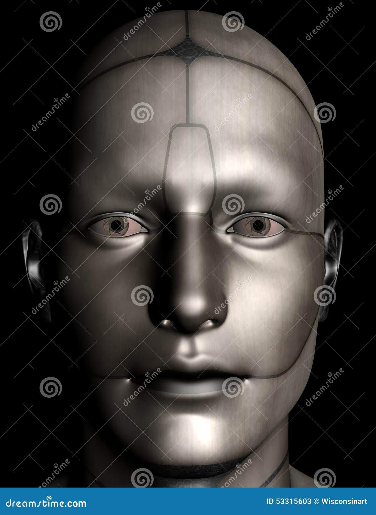 Cara Del Cyborg De Android Del Robot Aislada Stock de ilustración ...