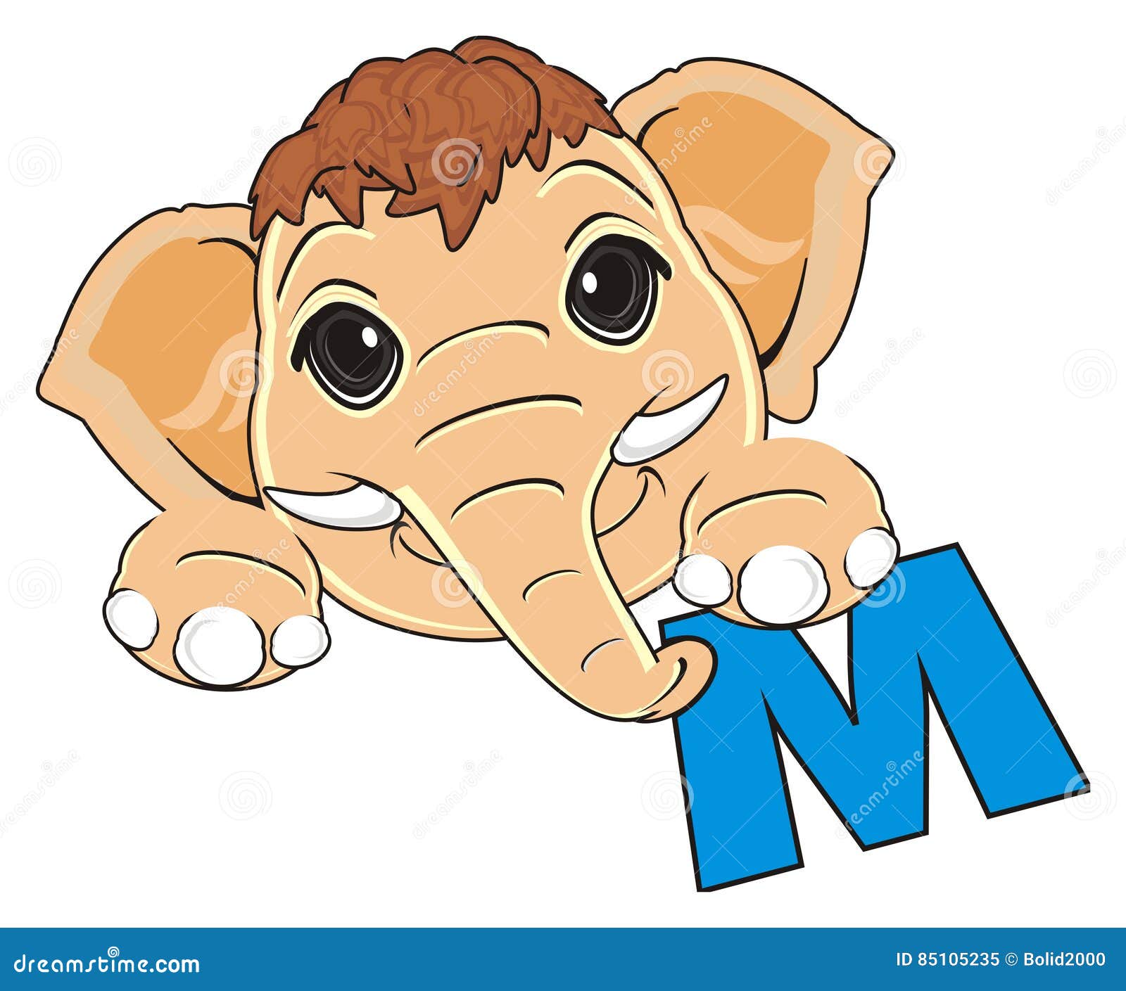 Cara Del Mamut Con La Muestra Azul Stock de ilustración - Ilustración ...