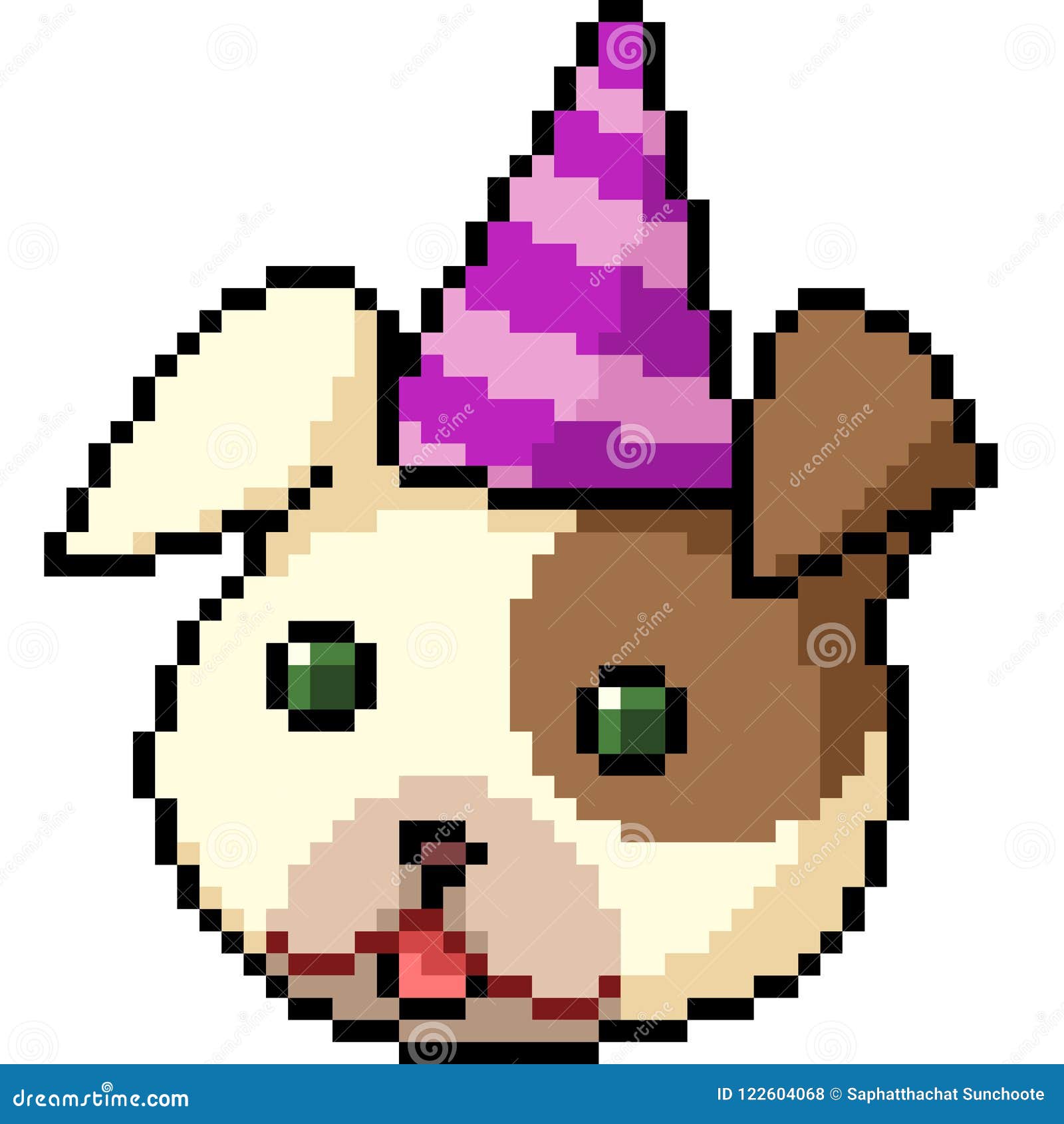 Cara Del Perrito Del Arte Del Pixel Del Vector Ilustración del Vector ...