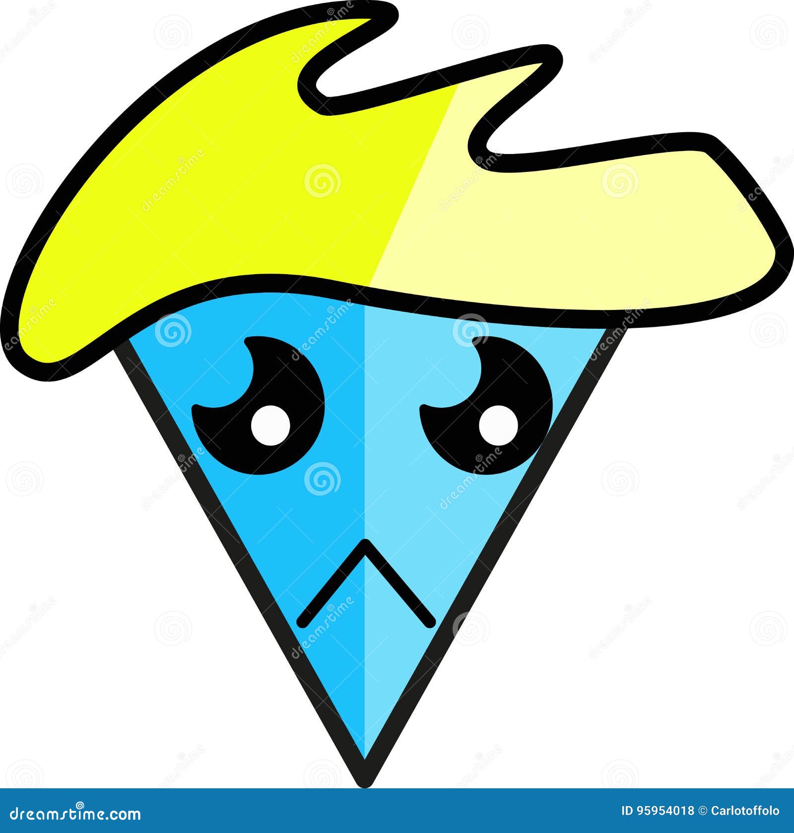 Cara del triángulo triste stock de ilustración. Ilustración de grito ...