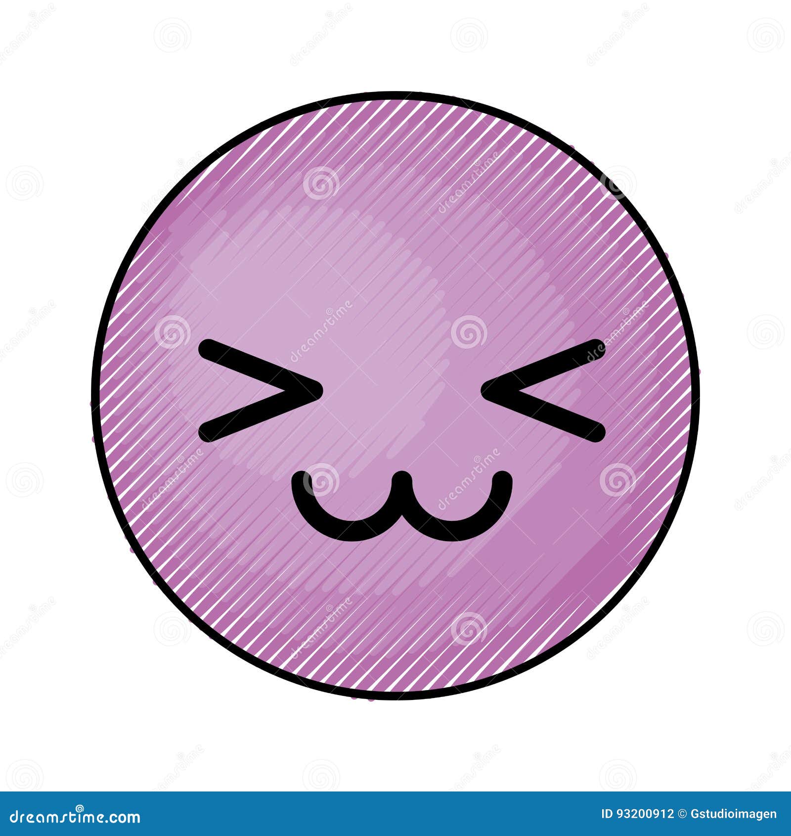Cara Roxa Bonito Do Emoticon Do Kawaii Ilustração do Vetor - Ilustração ...