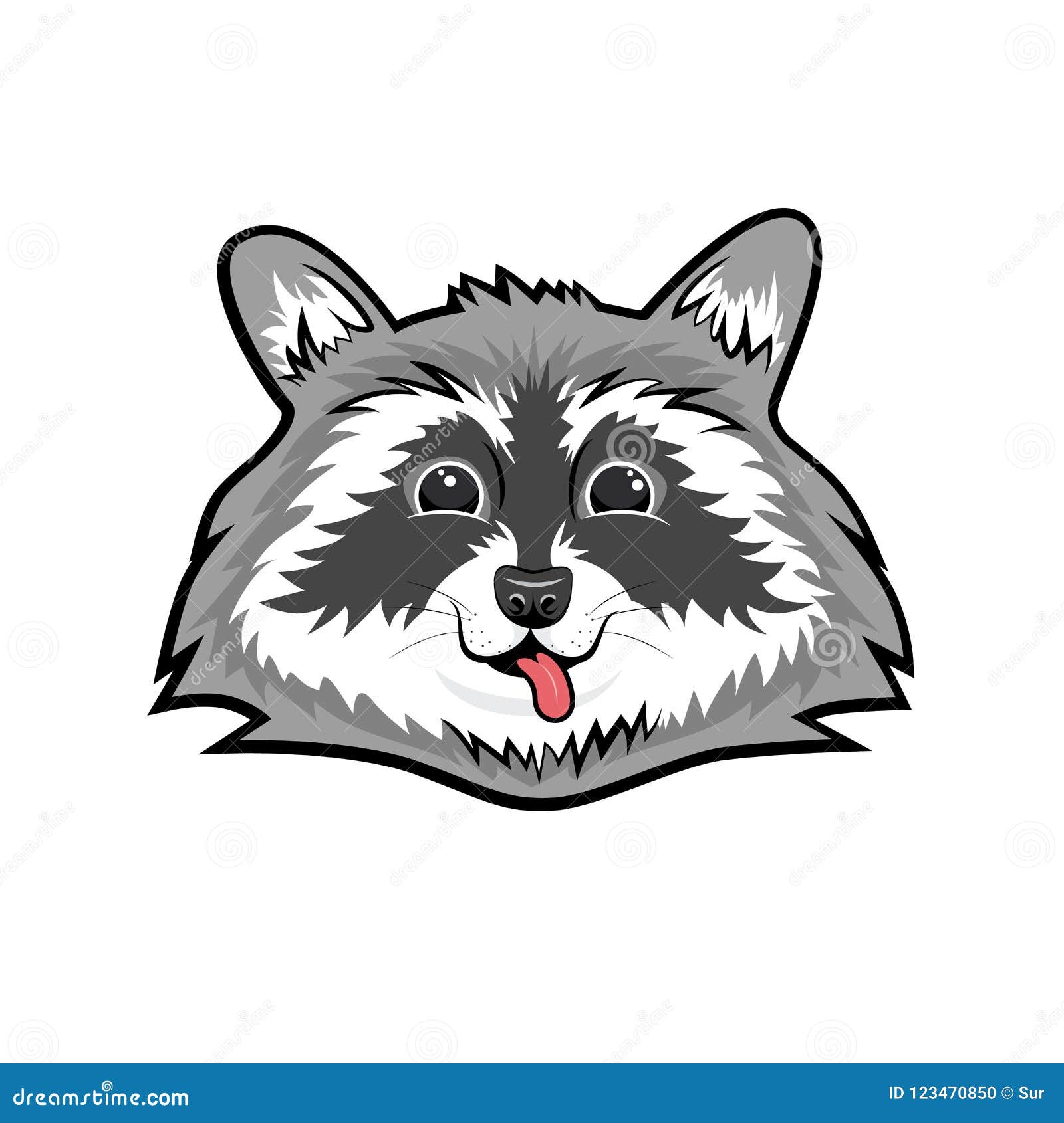 Cara Sonriente Linda Del Mapache Ejemplo Plano Del Vector Ilustración ...