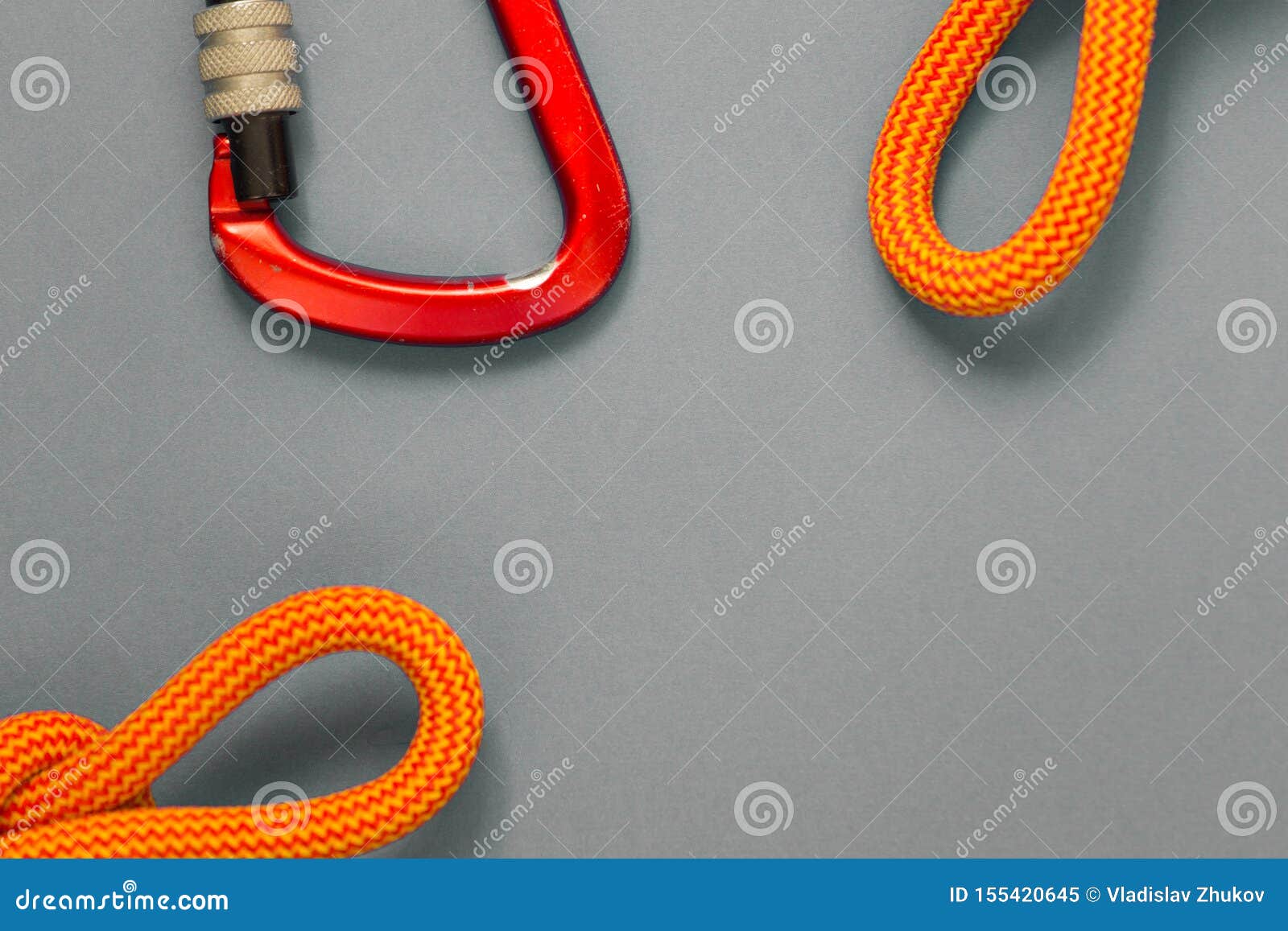 Carabiner and Loop of Climbing Rope Stock Image - Image of joint ...