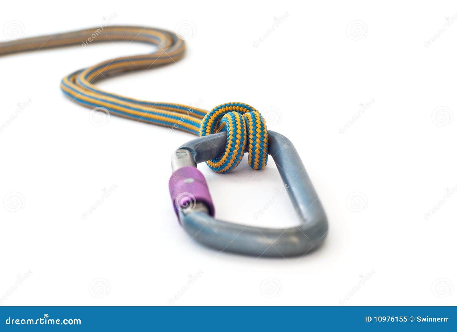 Carabiner and rope stock image. Image of isolated, aluminum - 10976155
