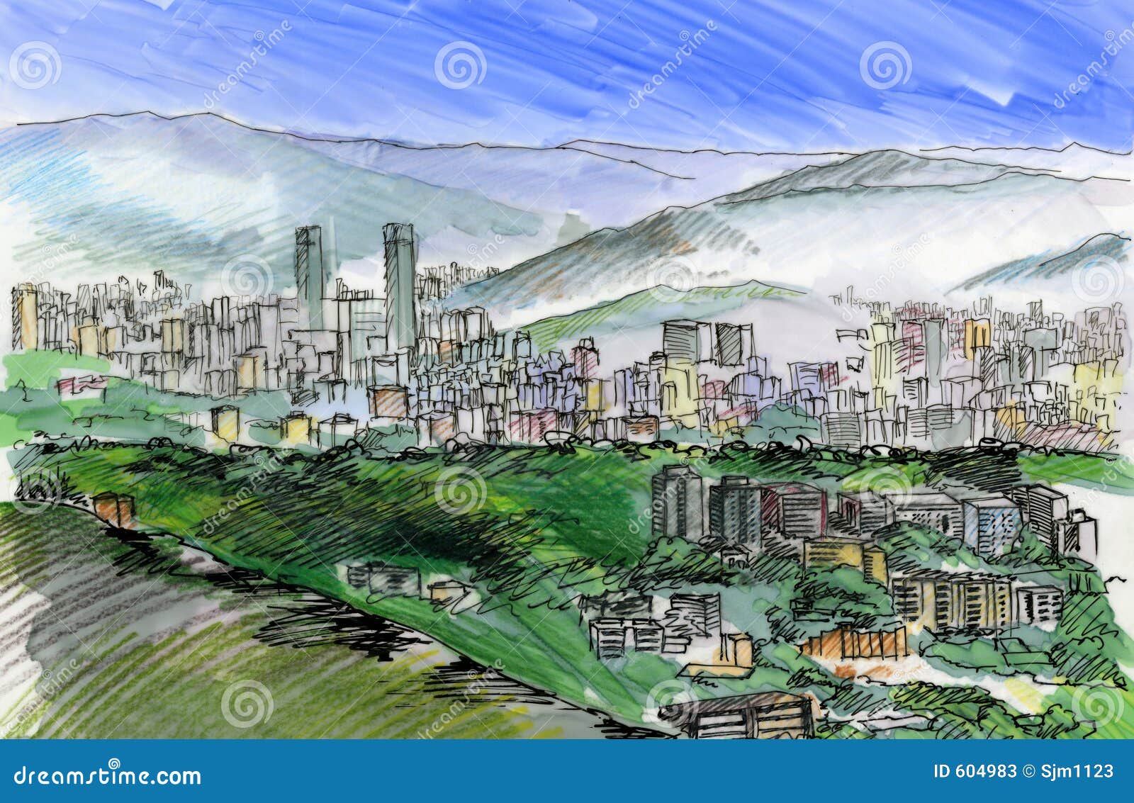 Caracas, Venezuela stock illustration. Illustration of sketch - 604983
