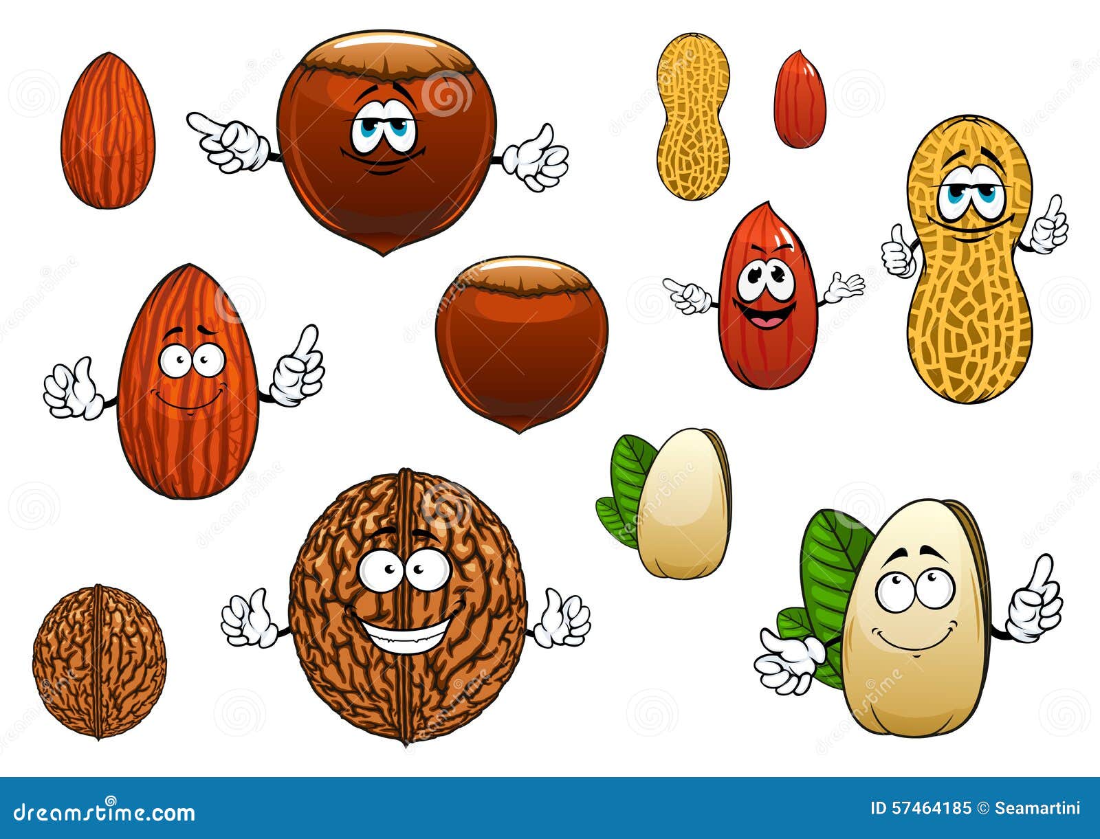 Caracteres Nuts Divertidos Aislados Historieta Ilustración del Vector ...