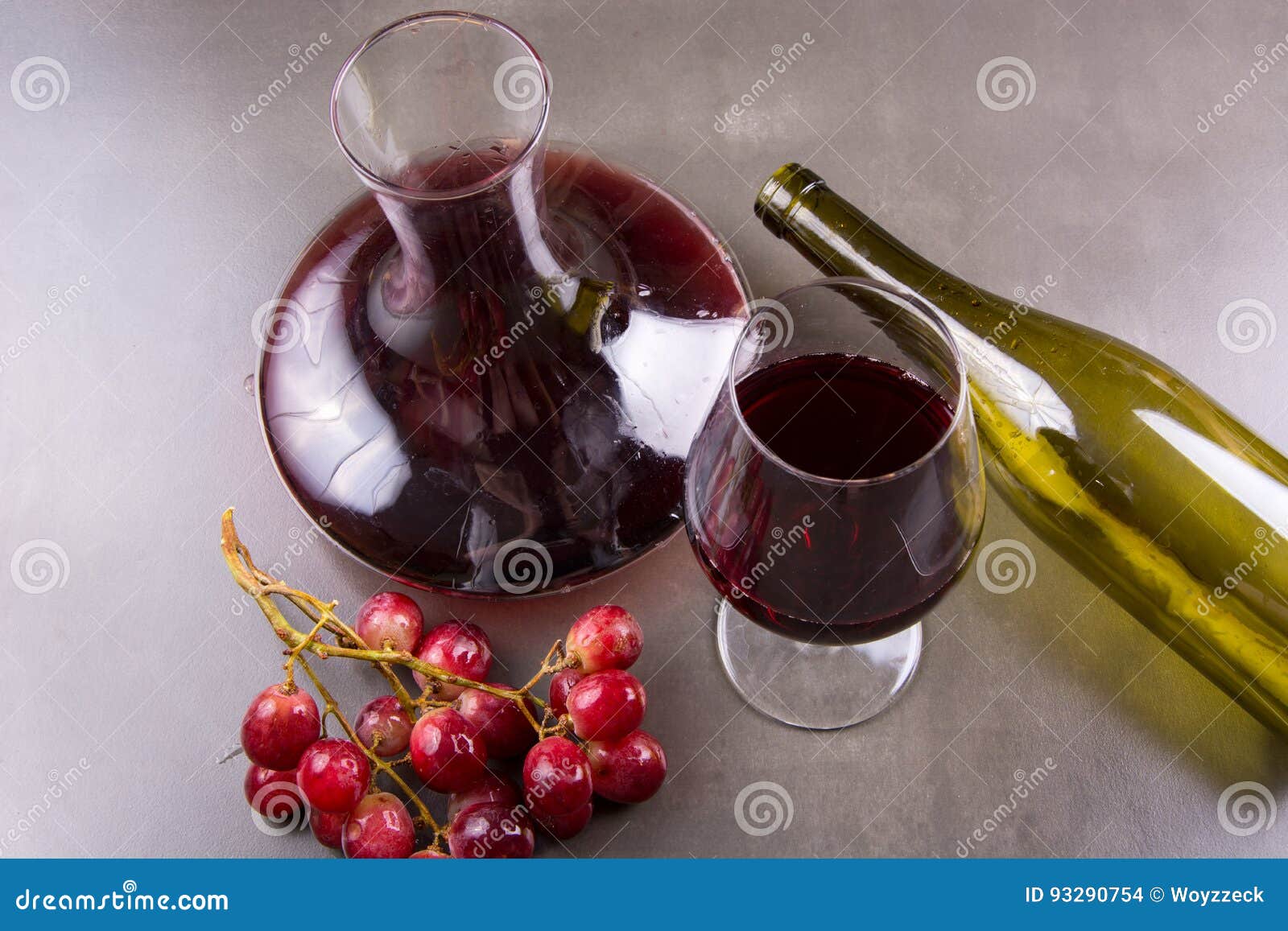 Carafe of Red Wine and One Glass Stock Photo - Image of party, table ...