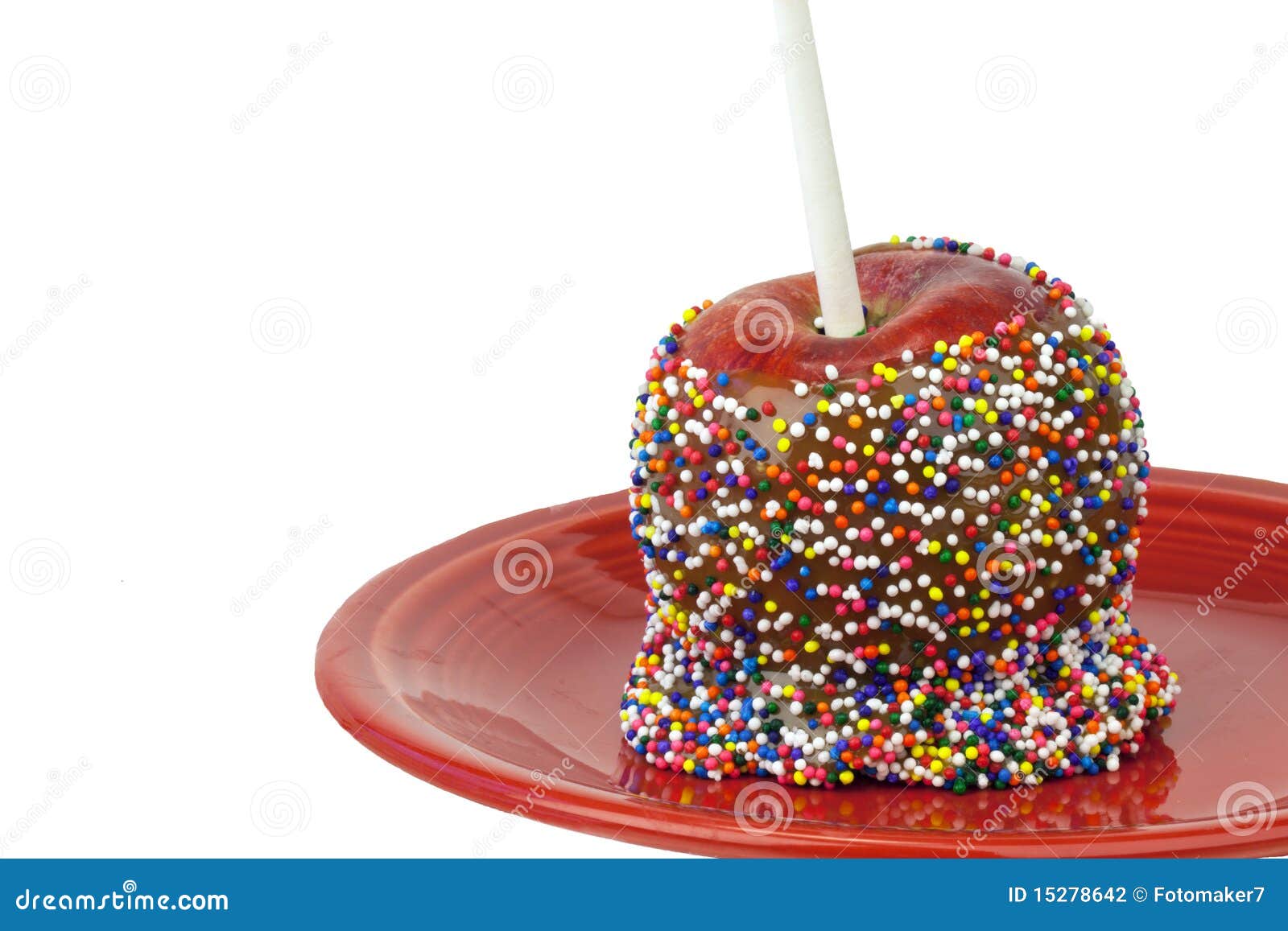 Caramel Apple with Rainbow Sprinkles Stock Photo - Image of carnival ...