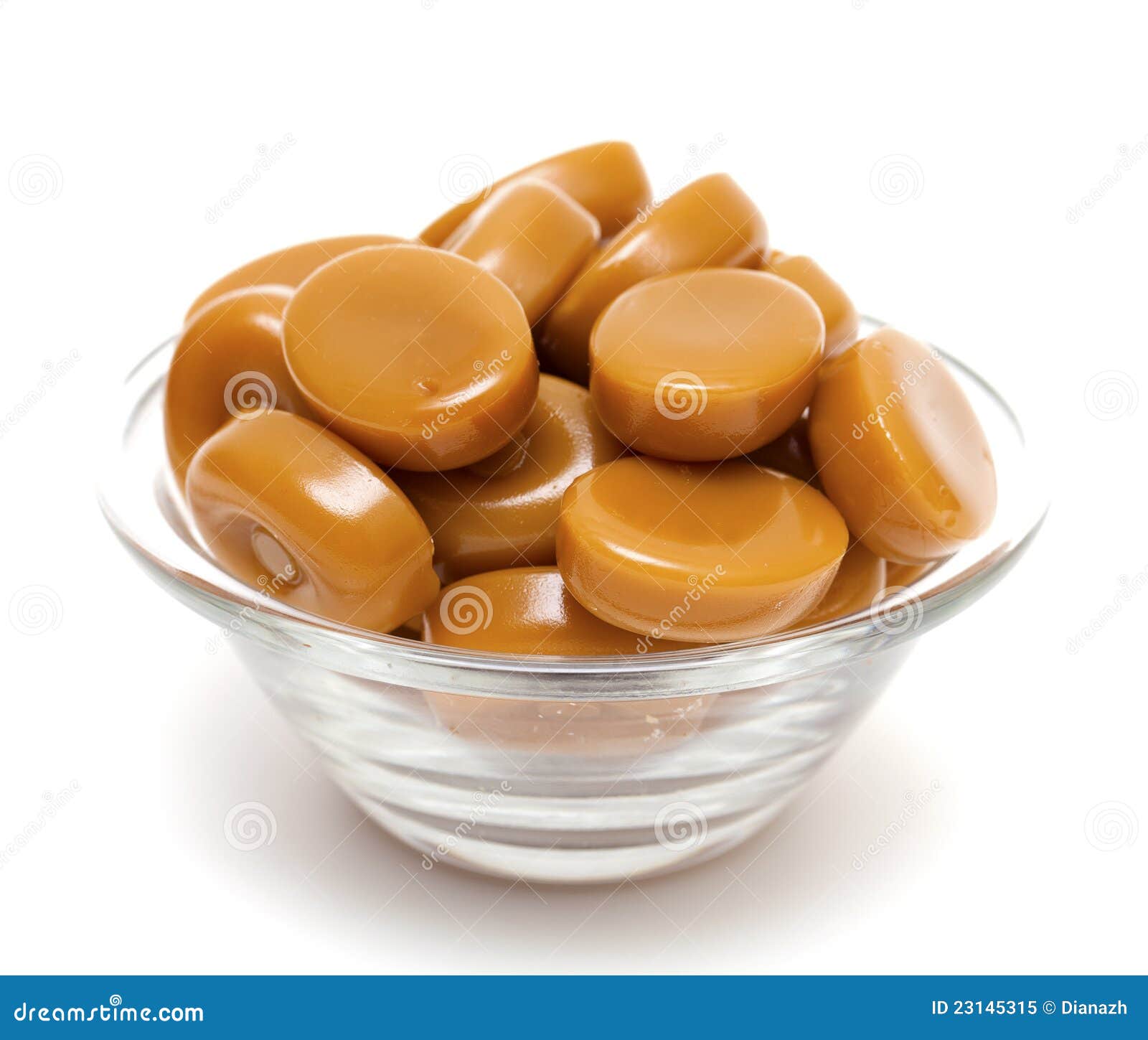 Caramel Candies in Glass Bowl Stock Image - Image of bowl, group: 23145315