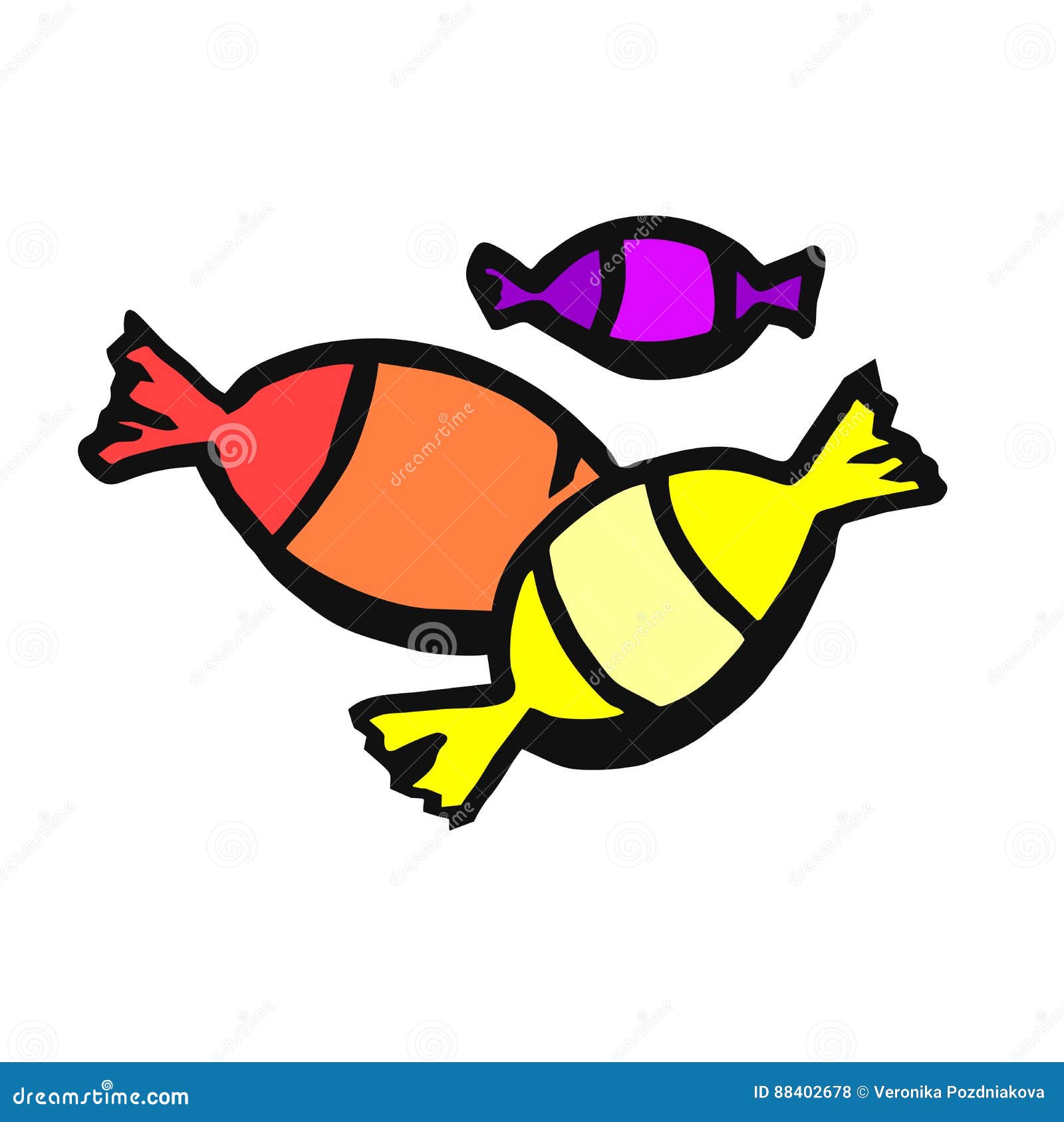 Caramel Candies in Rustling Shiny Candy Wrappers. a Hill of Sweets ...