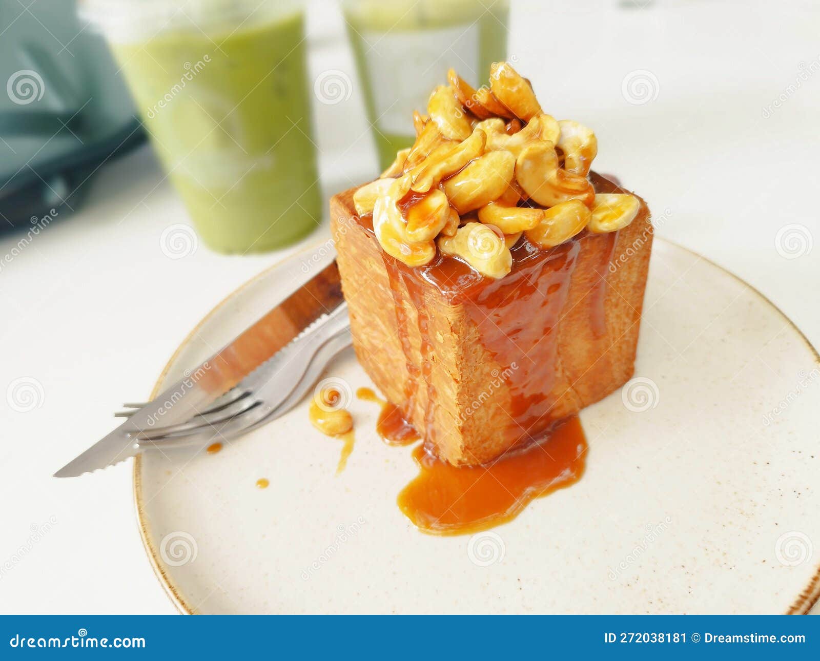 Caramel Cashew Croissant Cube, Square Croissant Stock Image - Image of ...