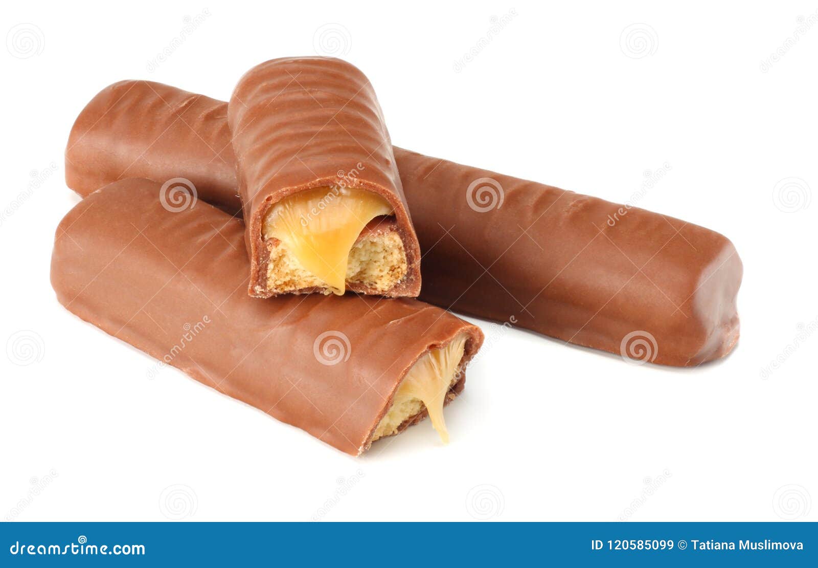 Caramel Chocolate Bar Isolated on White Background Stock Image - Image ...