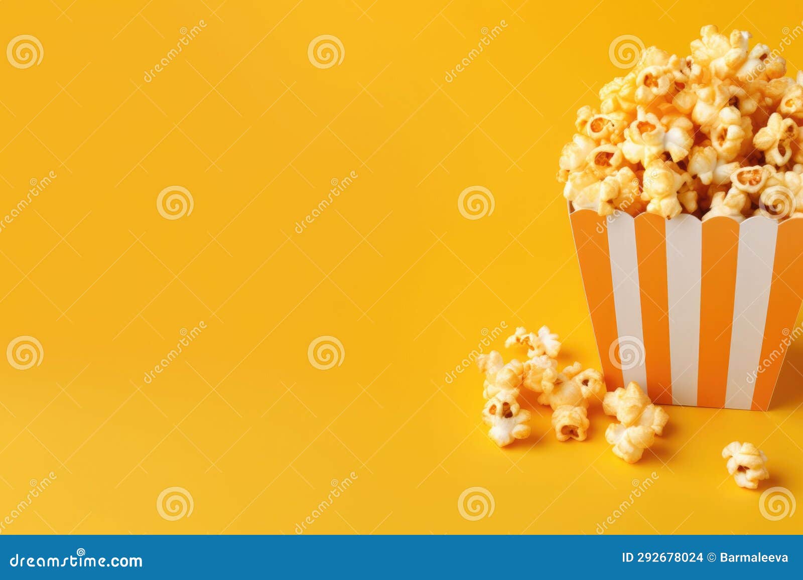 Caramel Coated Popcorn on a Orange Background. Generative AI Stock ...