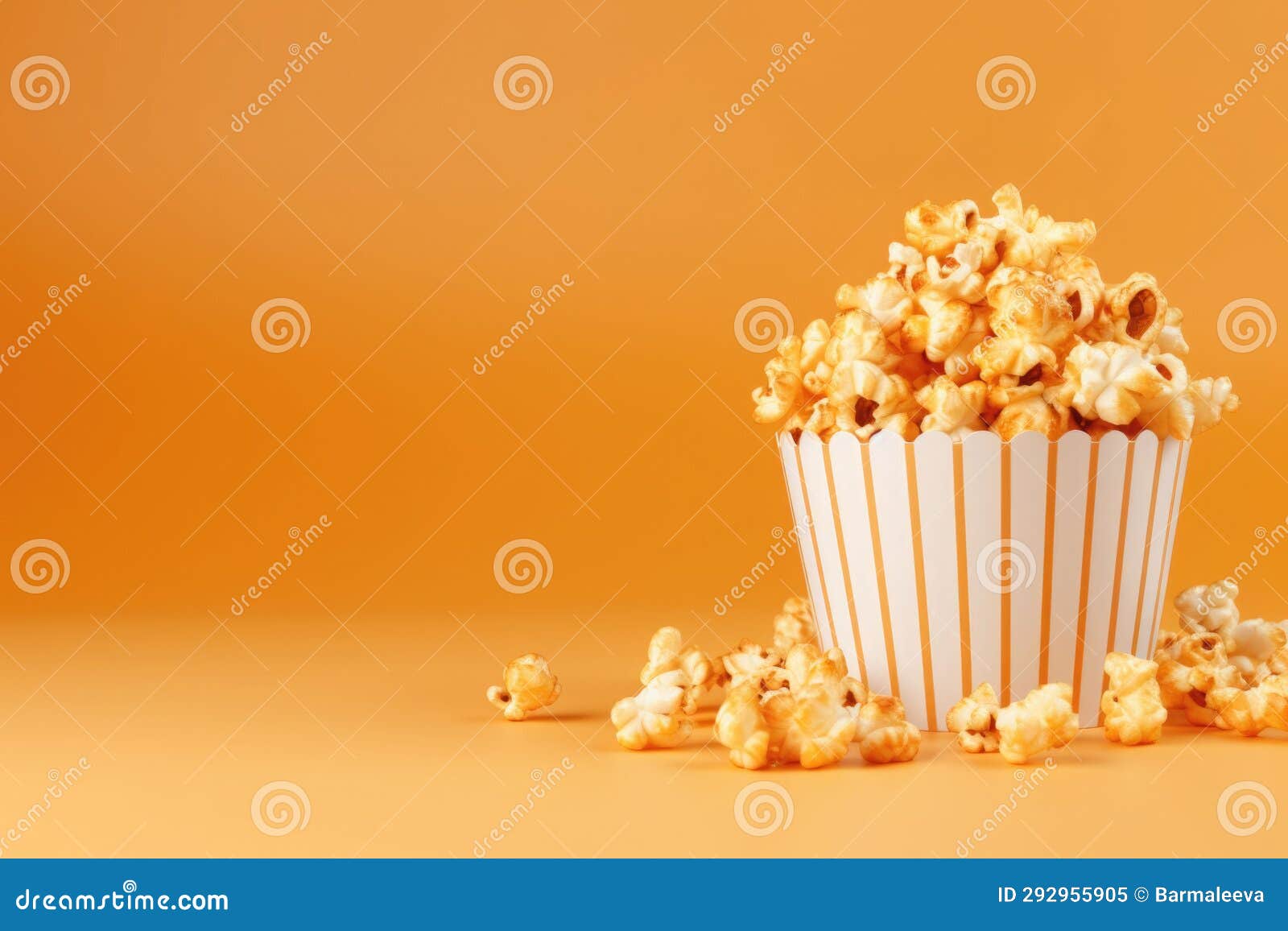 Caramel Coated Popcorn on a Orange Background. Generative AI Stock ...
