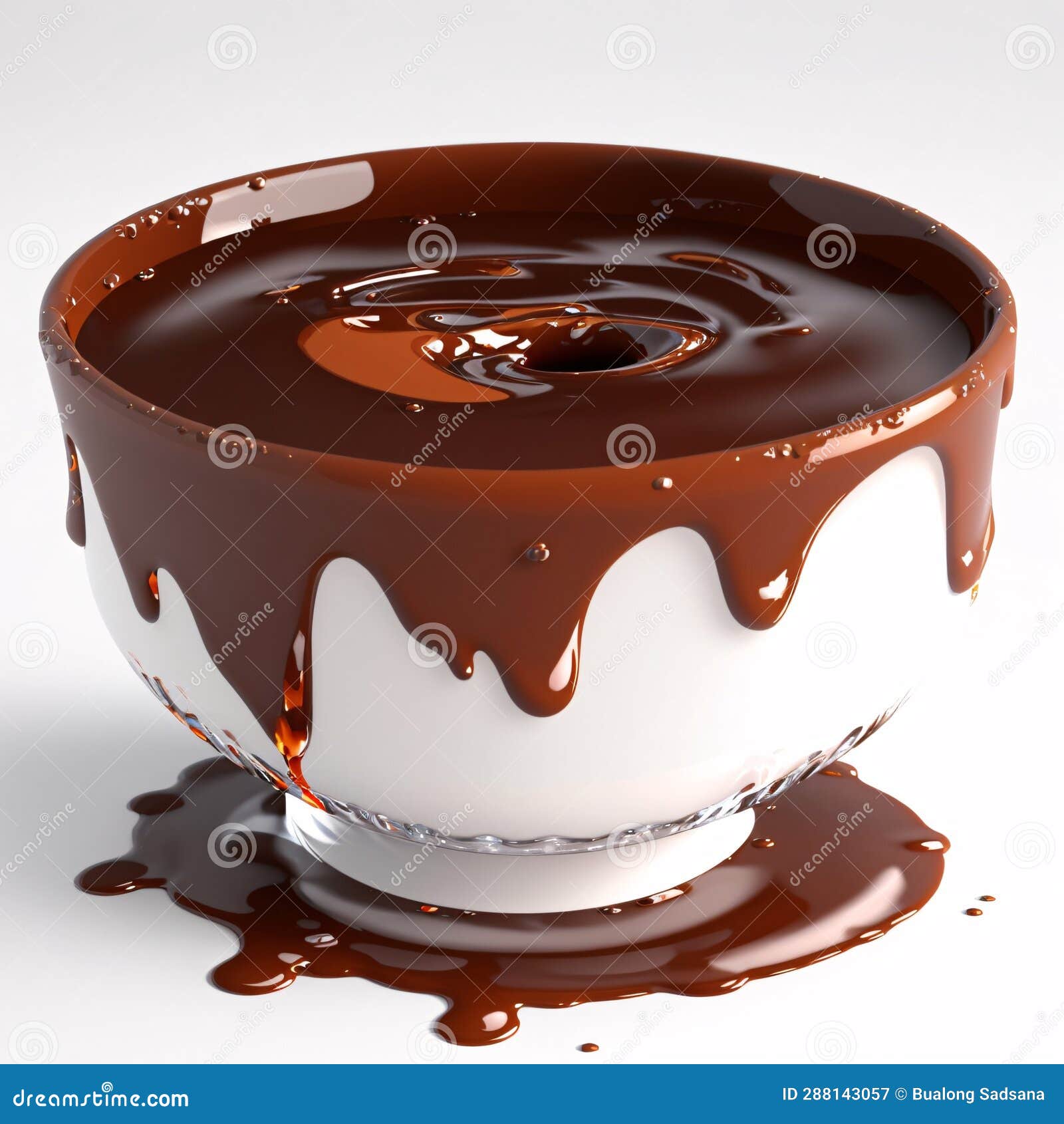 Caramel Colored Cascading Liquid Streams Abstract Shape Isolated on a ...