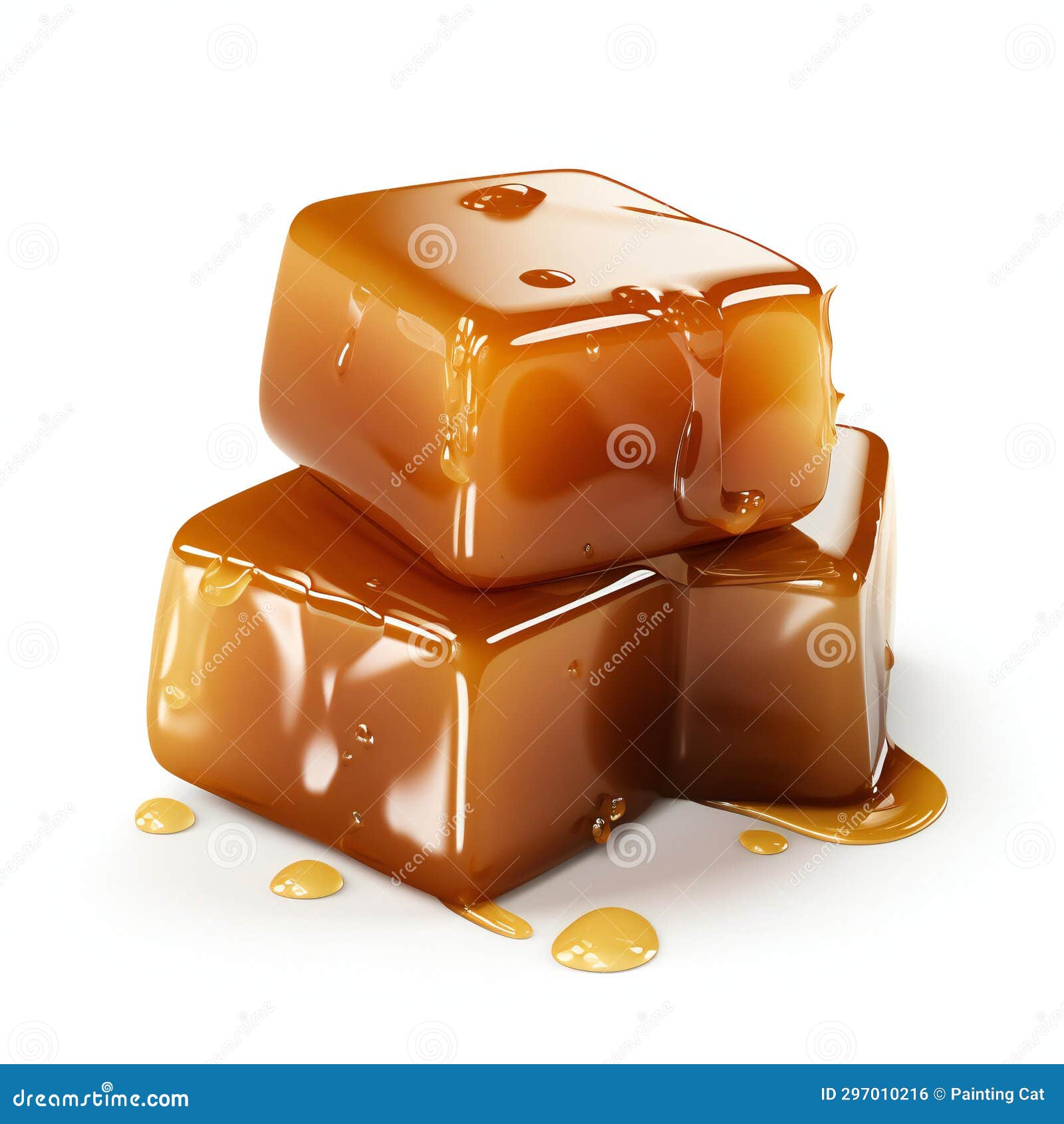 Caramel Cubes On White Background. Homemade Toffee. Vector Illustration ...