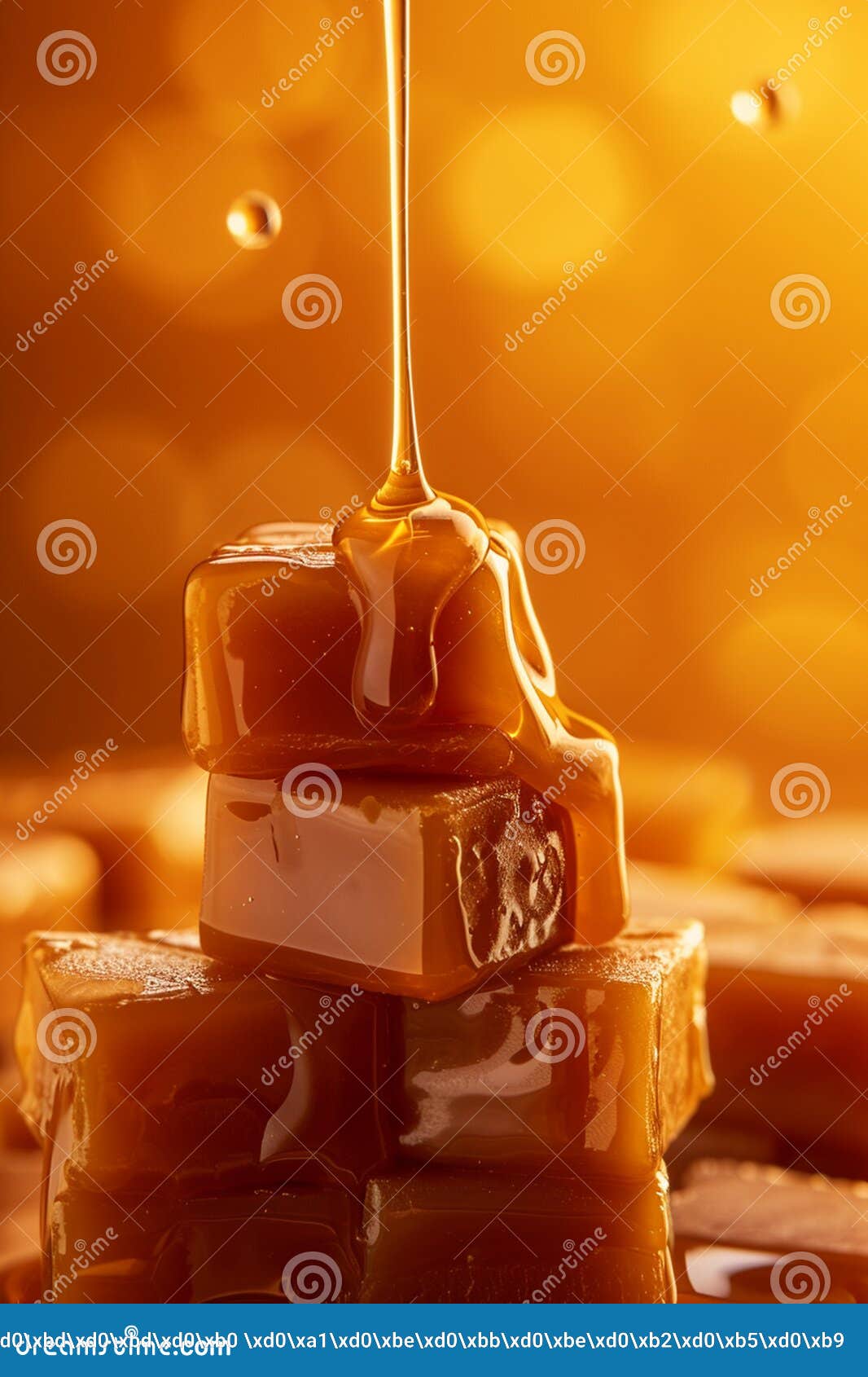 Caramel Cubes are Poured with Liquid Caramel Stock Image - Image of ...