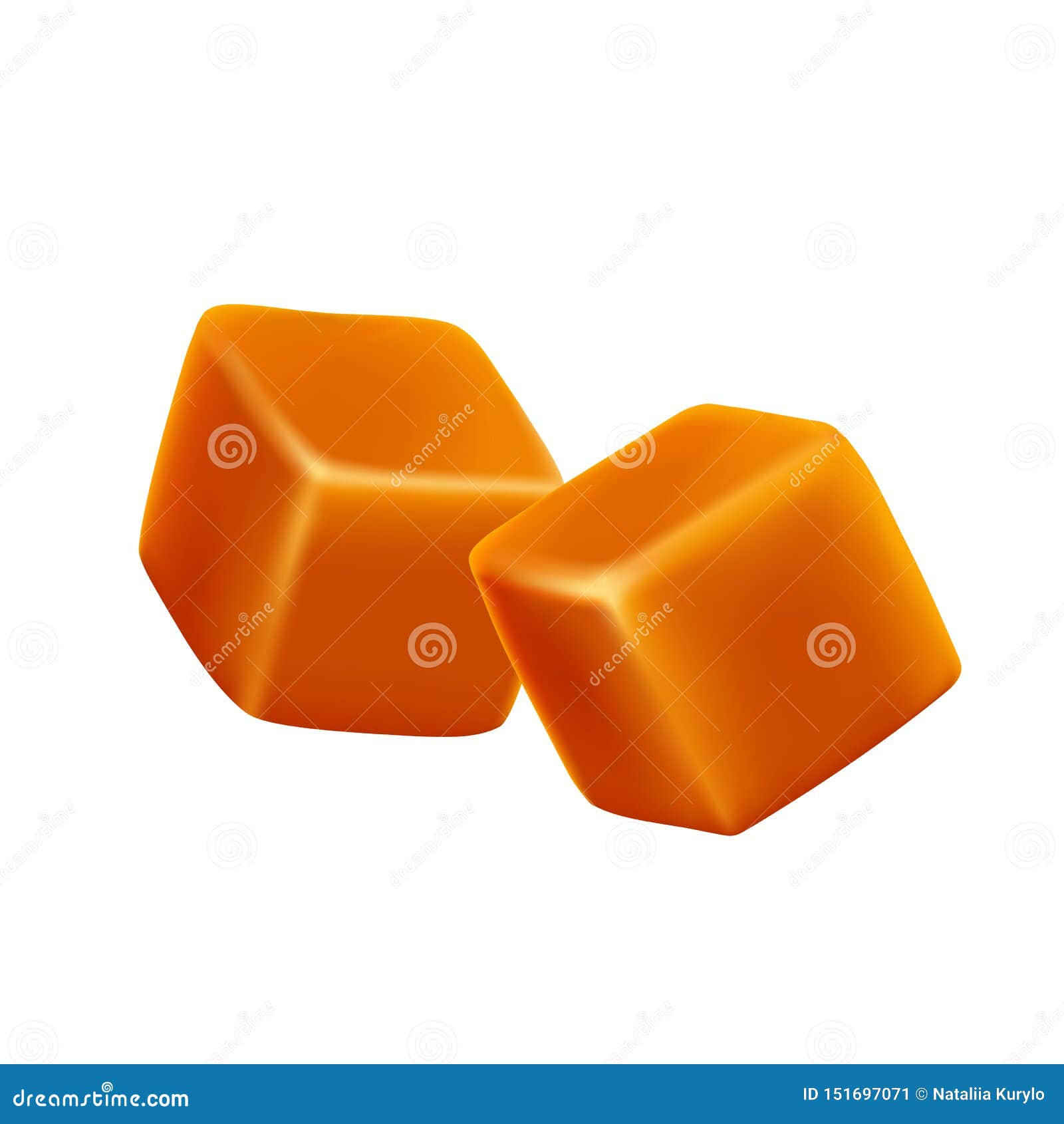 Caramel Cubes Toffee On A White Background. Vector | CartoonDealer.com ...