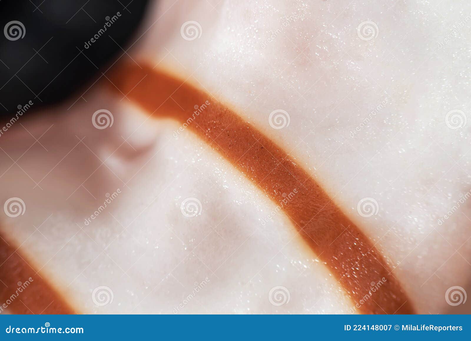 Caramel Donut Fully Close-up with Stripes and Sugar Icing. Top View ...