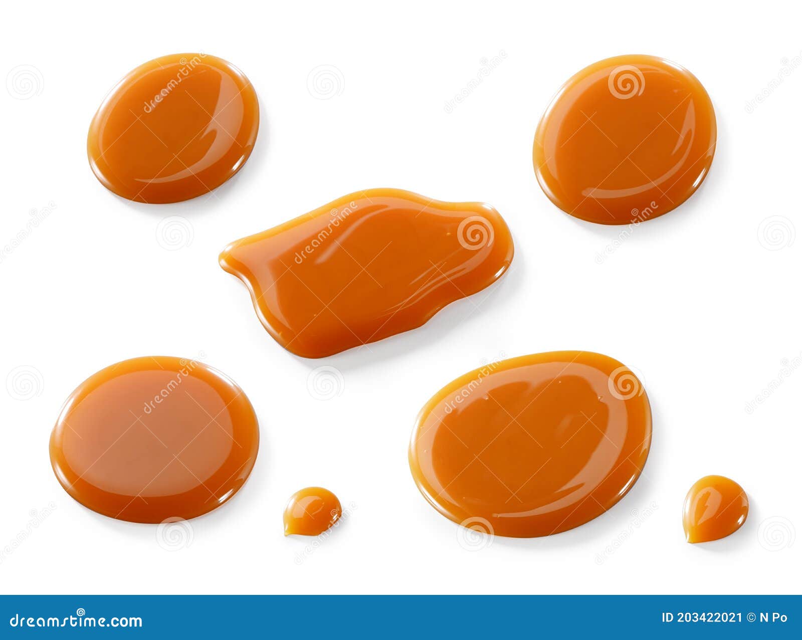 Caramel Drops Abstract Pattern Close-up Isolated on White Background ...