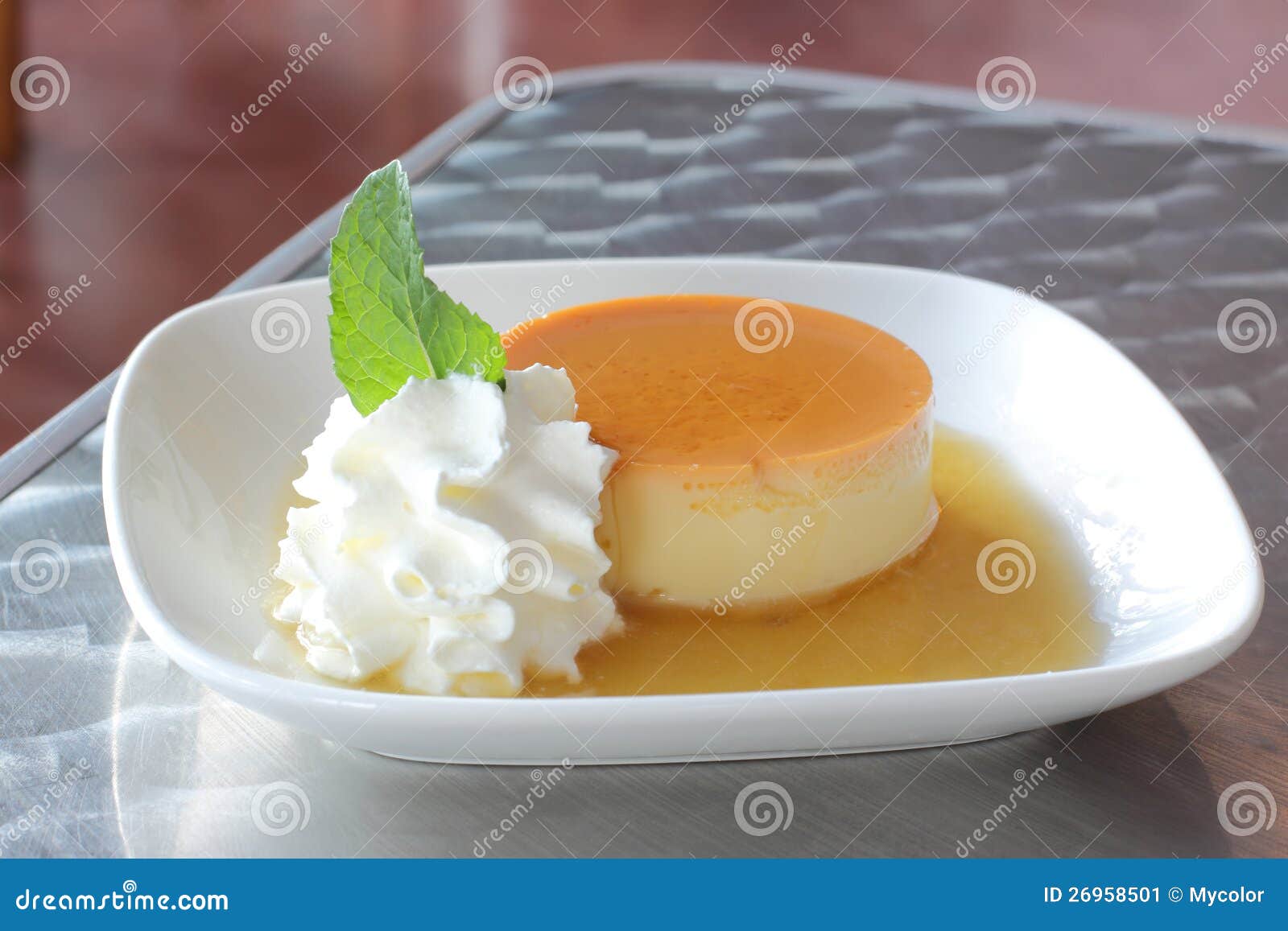 Caramel Flan Dessert stock image. Image of food, brown - 26958501