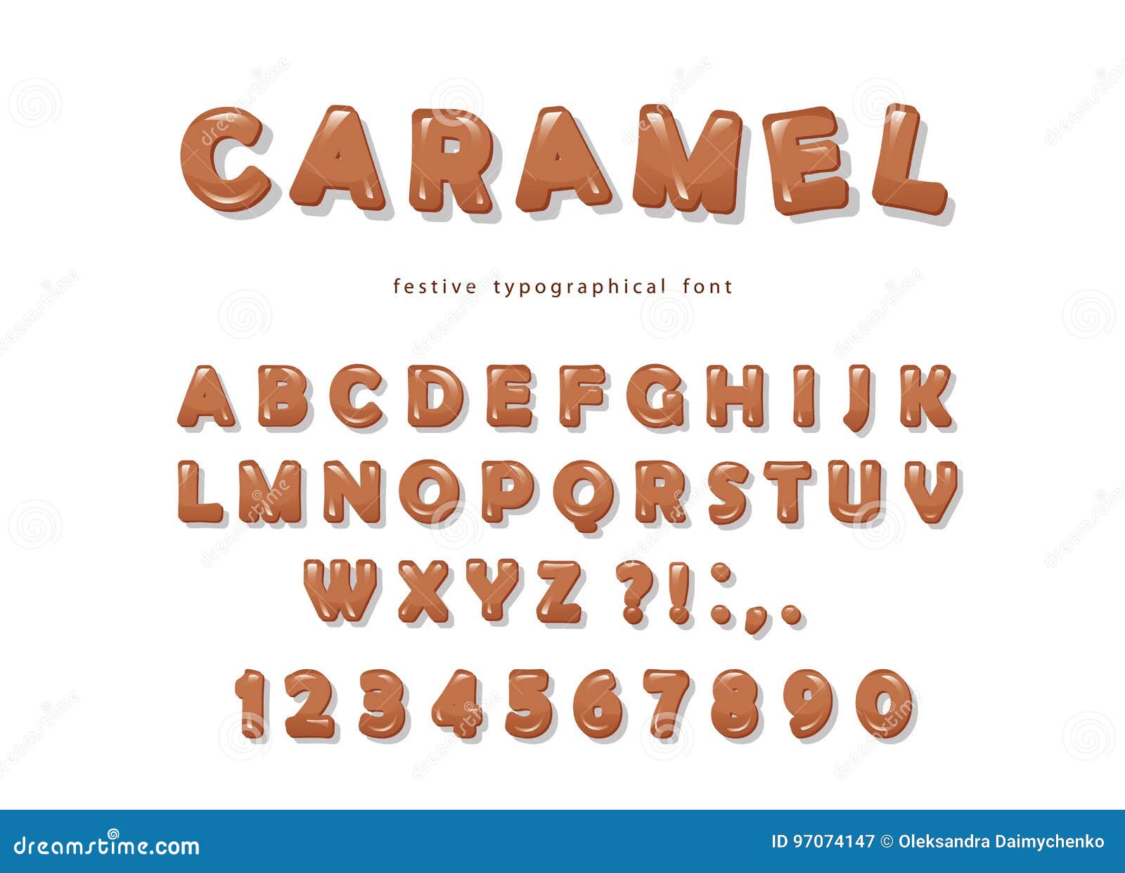 Caramel Font Design. Sweet Glossy ABC Letters and Numbers Stock Vector ...