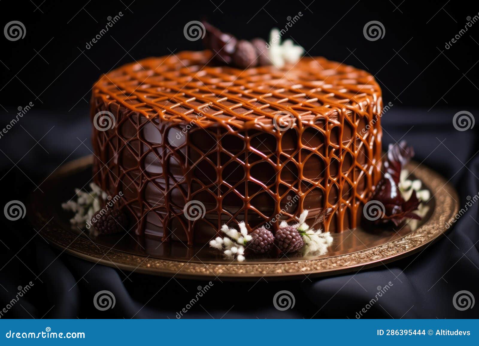 Caramel Lattice Pattern on a Chocolate Cake Stock Photo - Image of ...