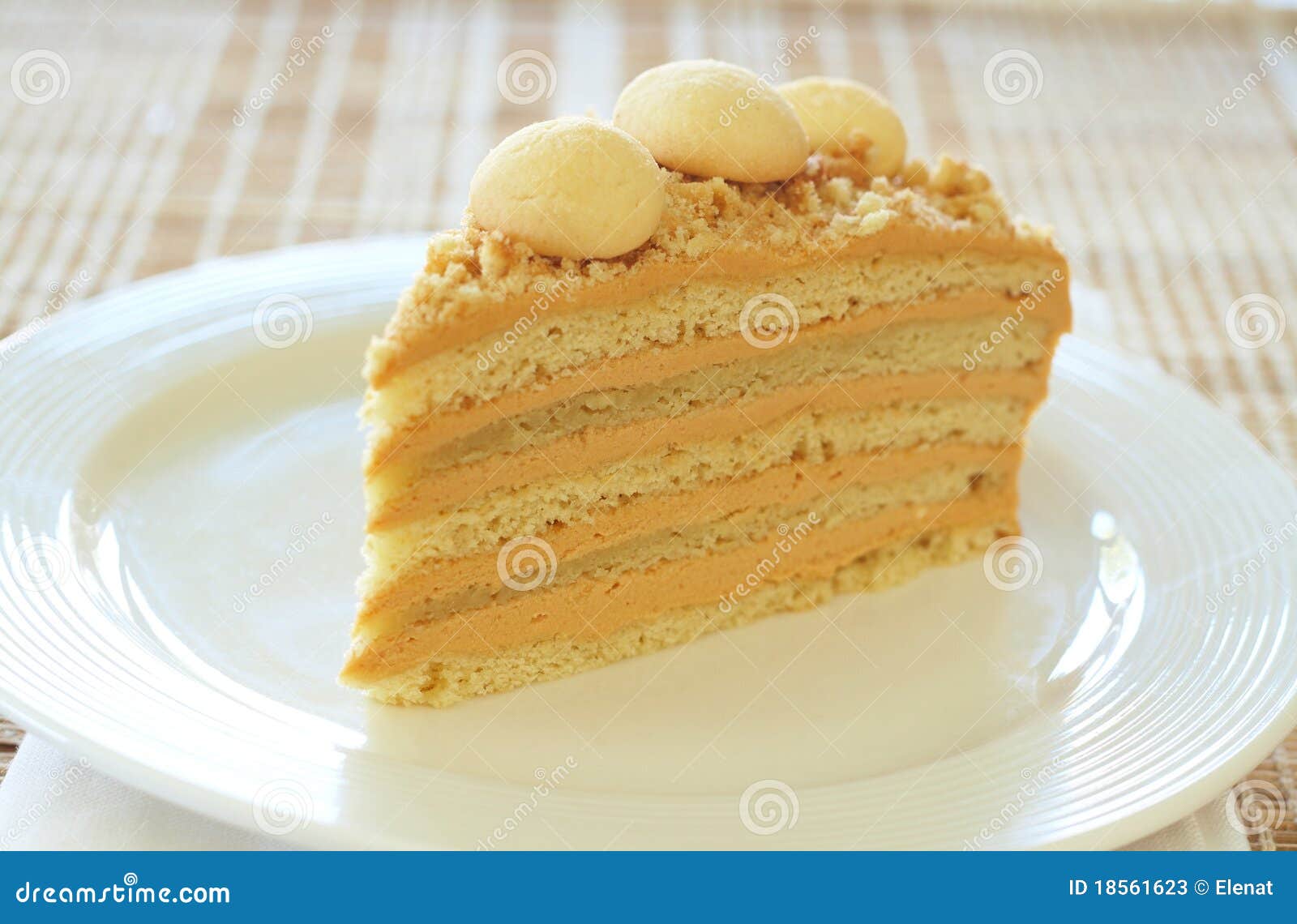 Caramel medovik cake stock image. Image of brown, decoration - 18561623