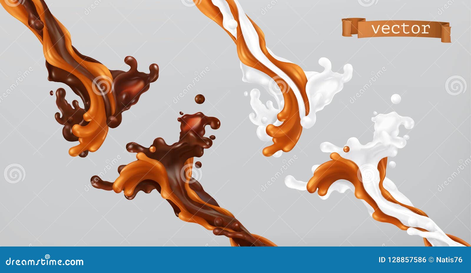 Caramel Milk and Chocolate. Splash 3d Vector Stock Vector ...