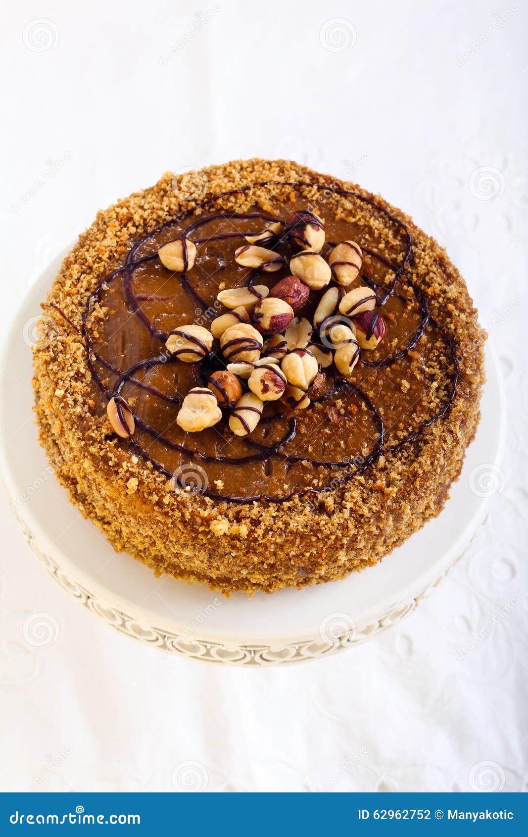Caramel and nut cake stock photo. Image of caramel, dolce - 62962752
