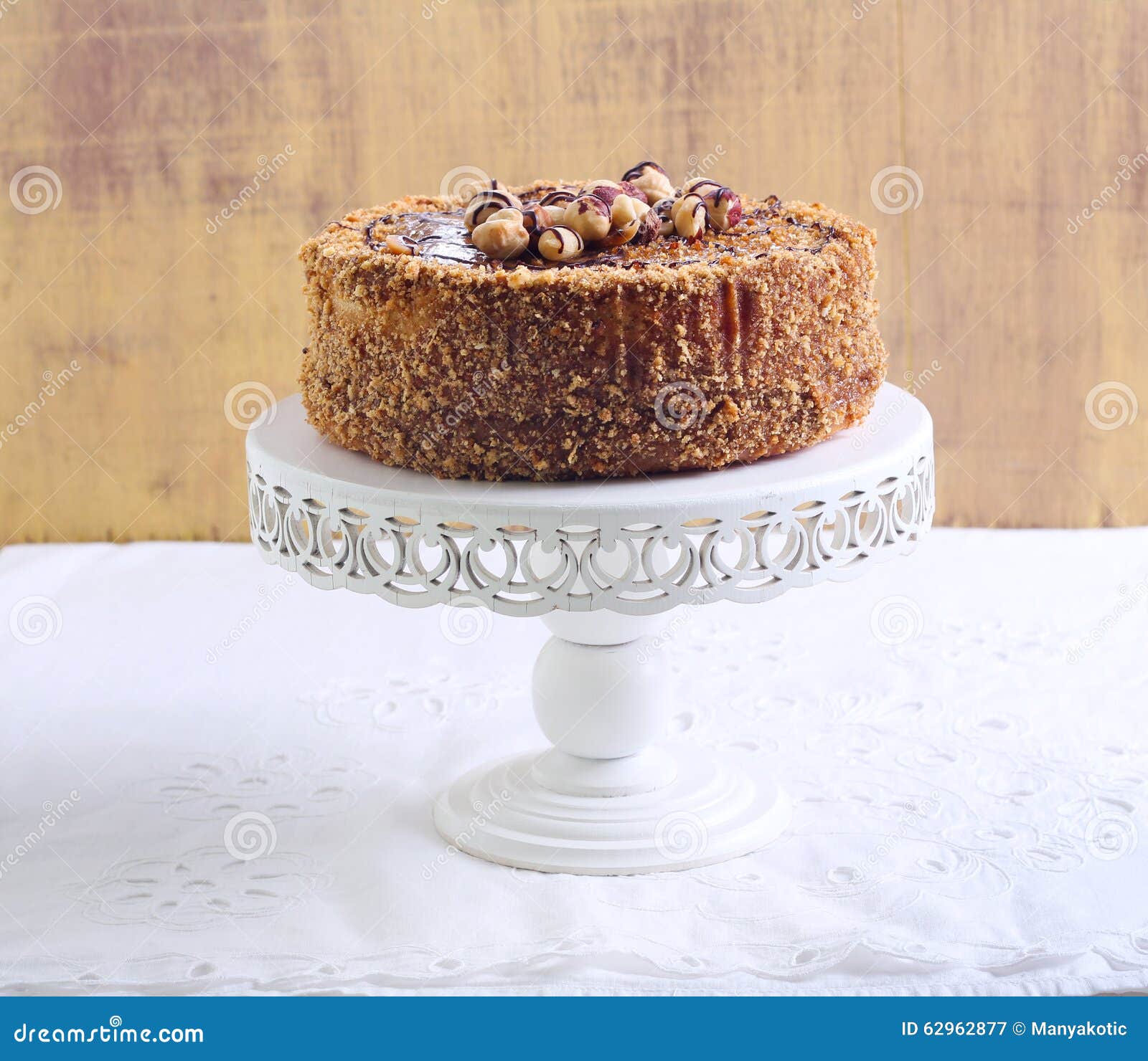 Caramel and nut cake stock image. Image of layered, brunch - 62962877