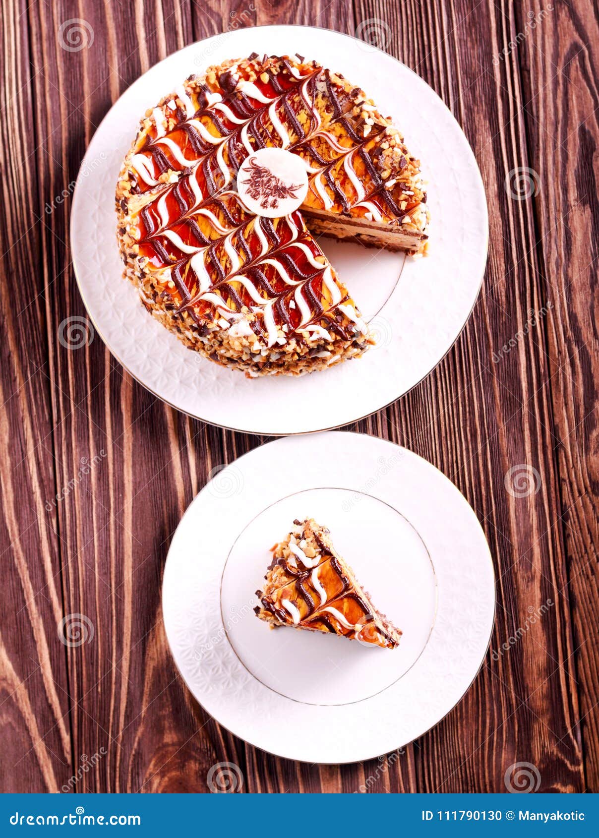 Caramel and Nut Layered Cake, Sliced Stock Photo - Image of buttercream ...