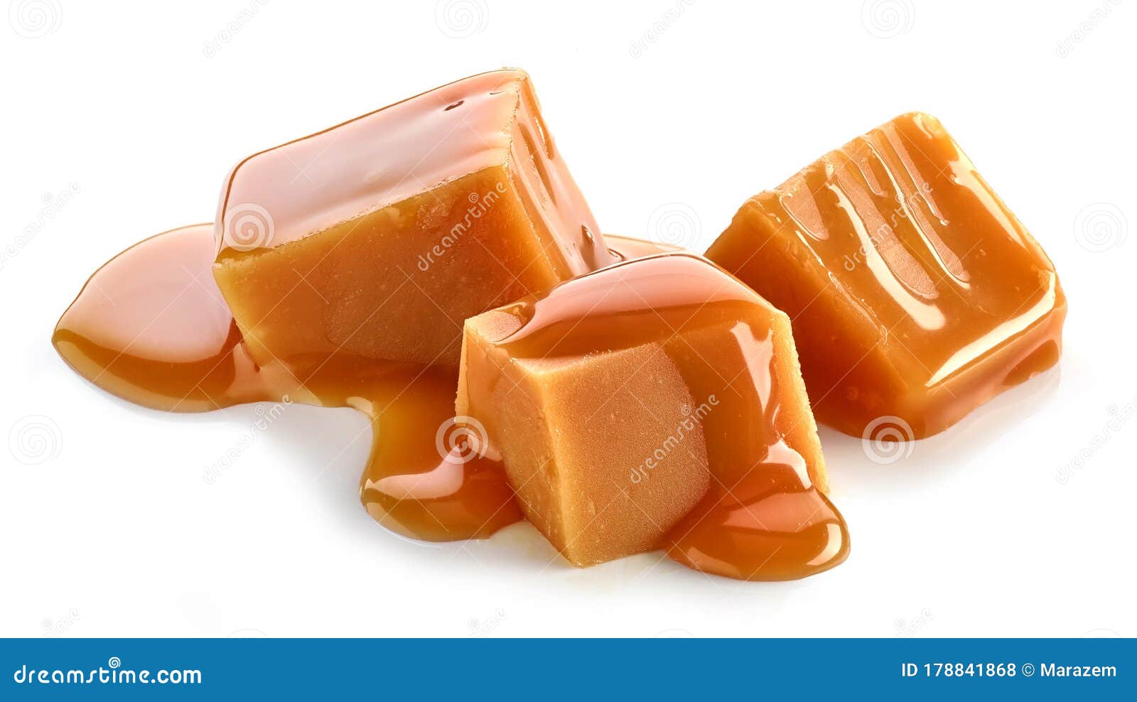 Caramel Pieces on White Background Stock Photo - Image of decor, cubes ...