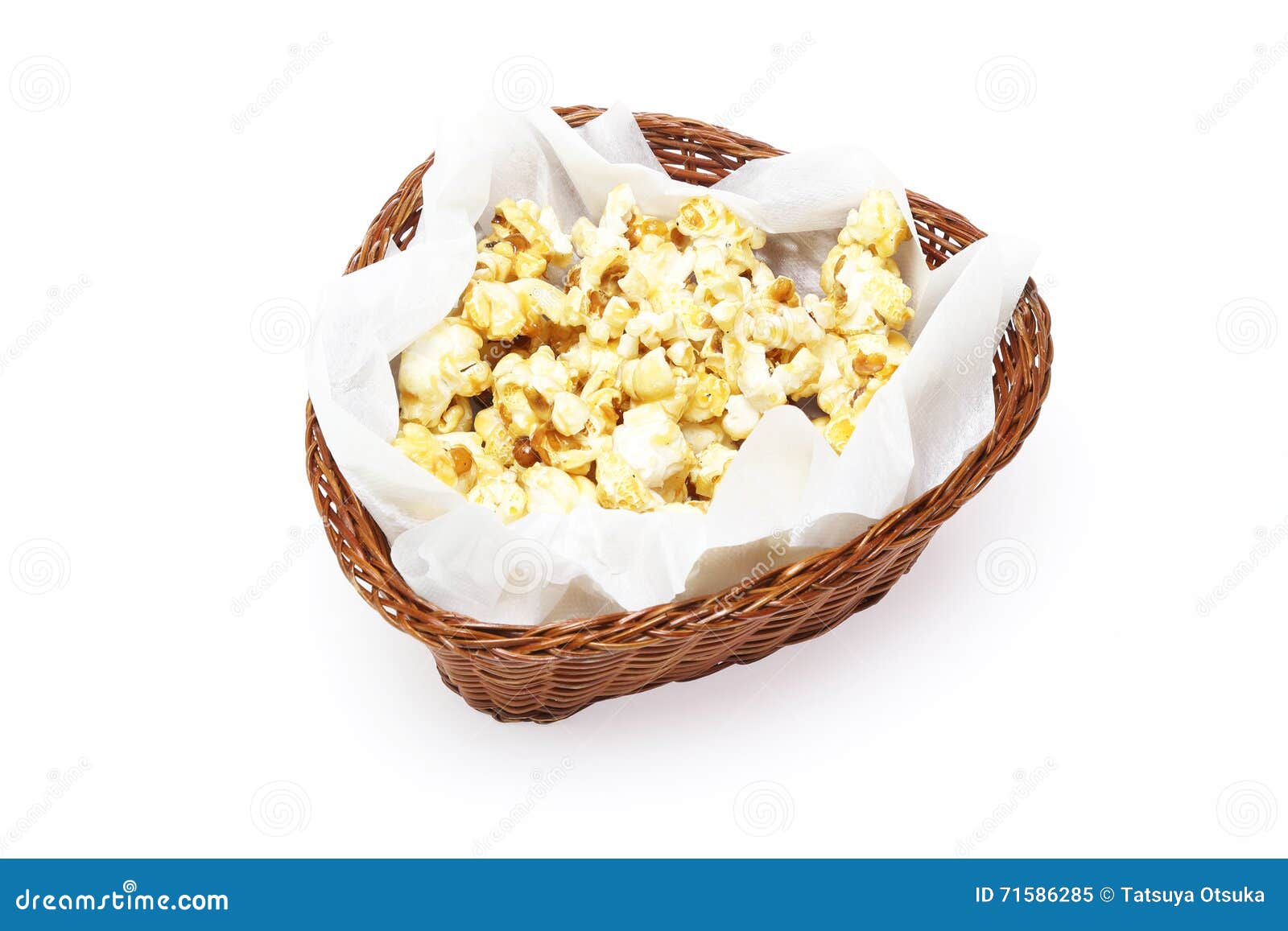Caramel Popcorn in a Basket Stock Image - Image of popcorn, shot: 71586285