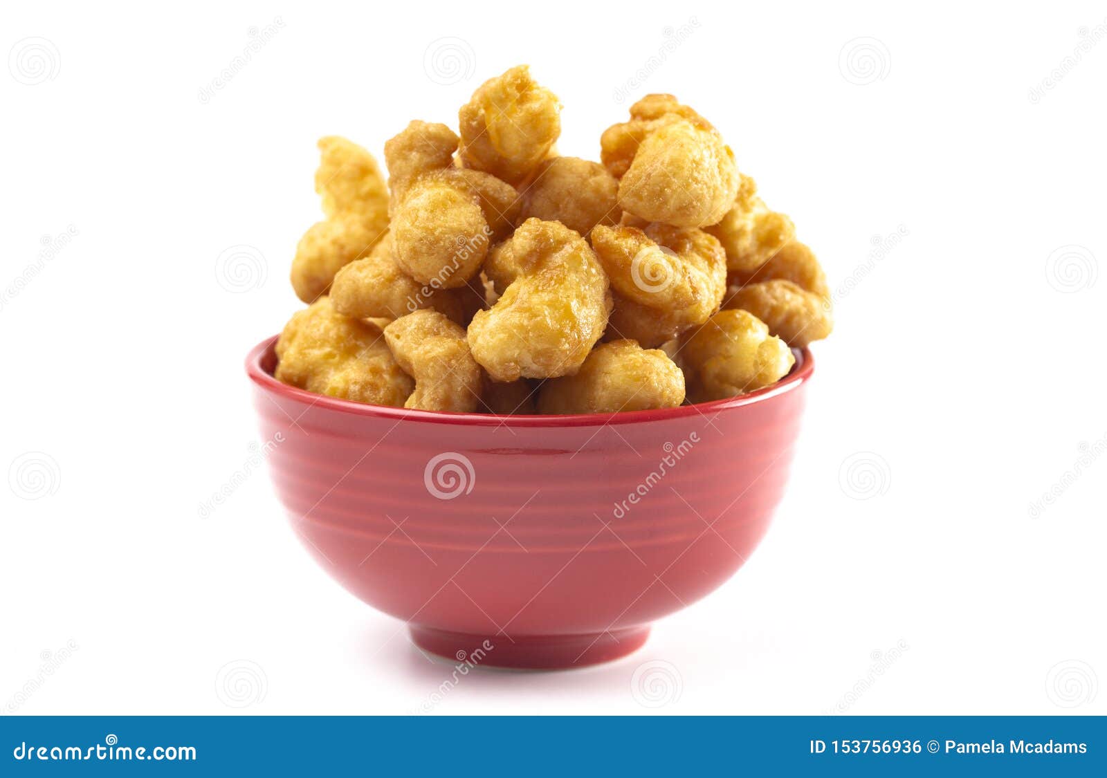 Caramel Puff Corn Popcorn on a White Background Stock Photo - Image of ...