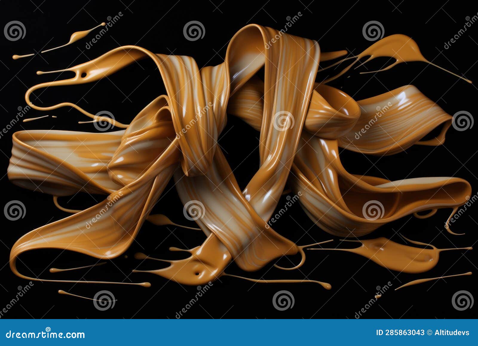 Caramel Ribbons Falling on Dark Background Stock Image - Image of ...