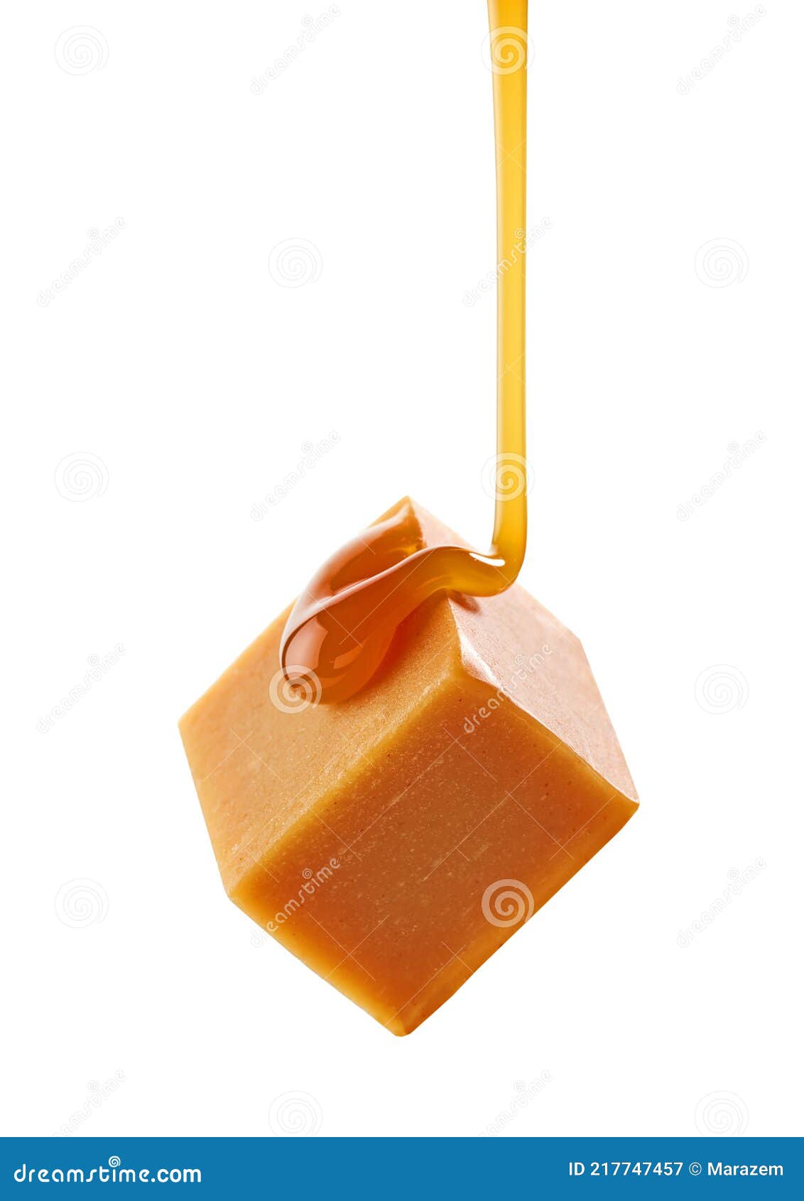 Caramel Sauce Flowing on Flying Caramel Candy Stock Image - Image of ...