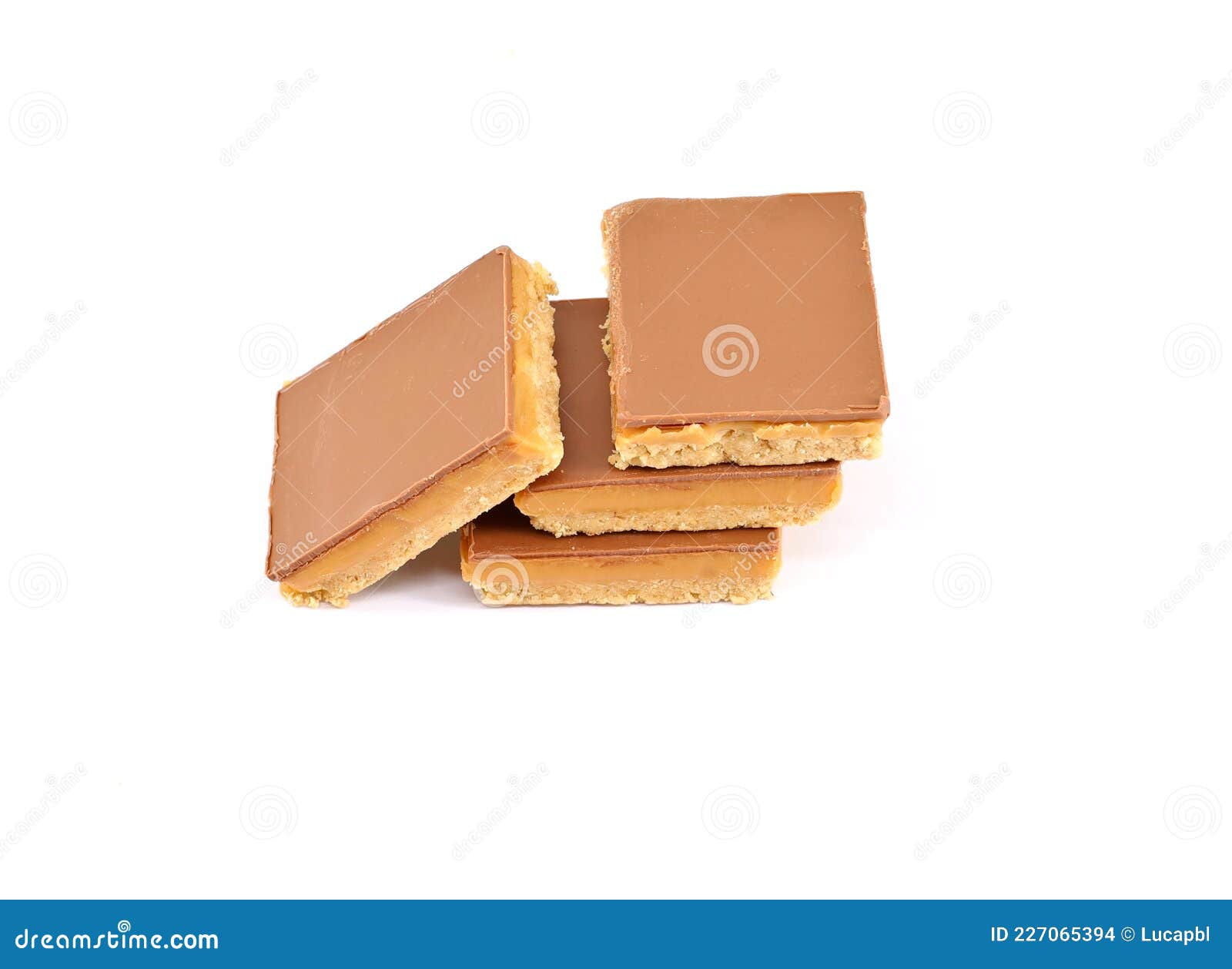 Caramel Shortcakes, or Shortbread, on White Background. Stock Photo ...