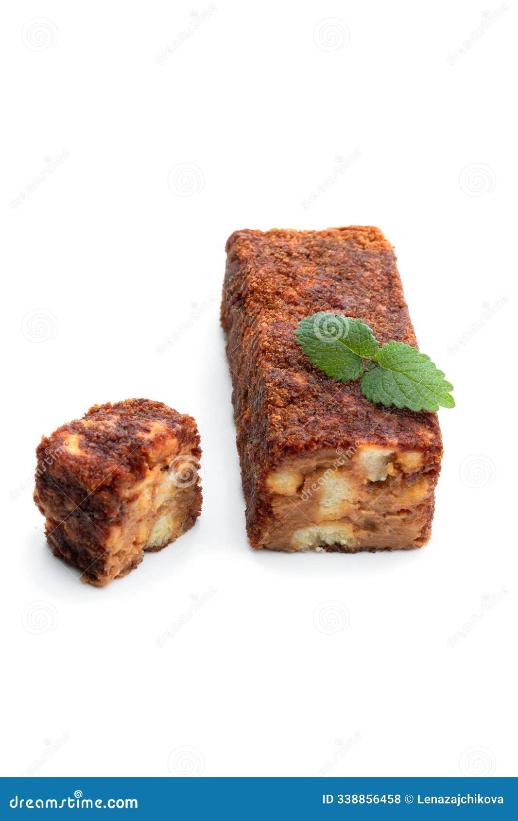 Caramel Slice Bar Isolated on White Stock Photo - Image of slice, party ...