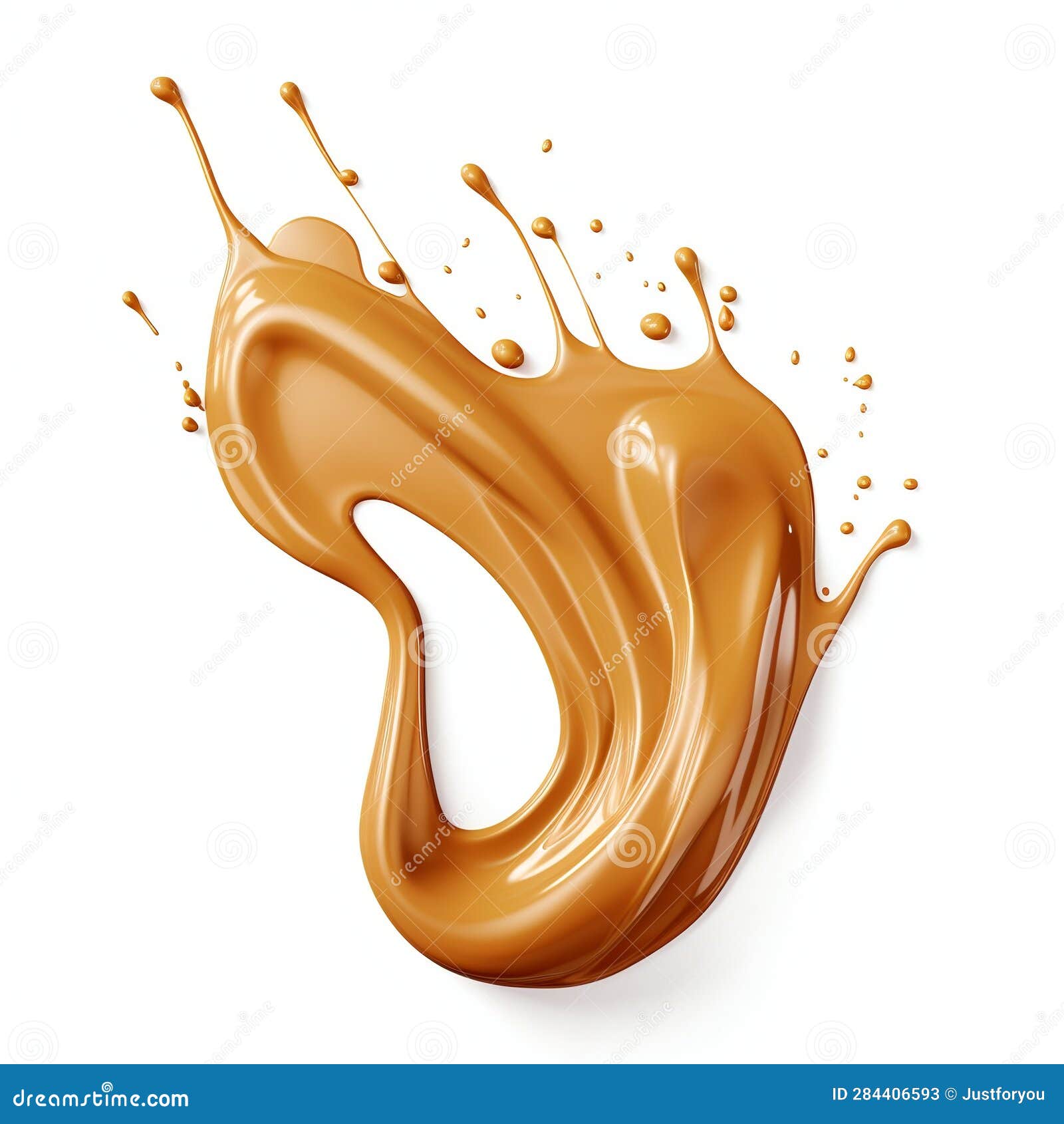 Caramel Splash Drip Isolated on White Background. Generative Ai Stock ...