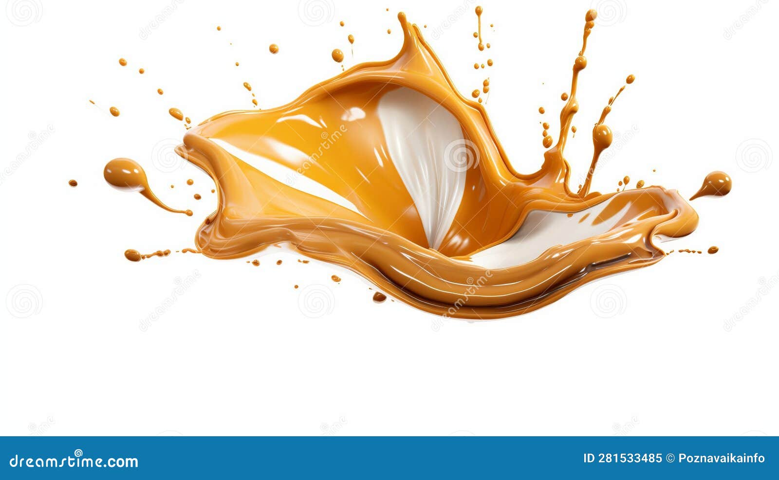 Caramel Splash Isolated on White Background. Generative Ai Stock ...