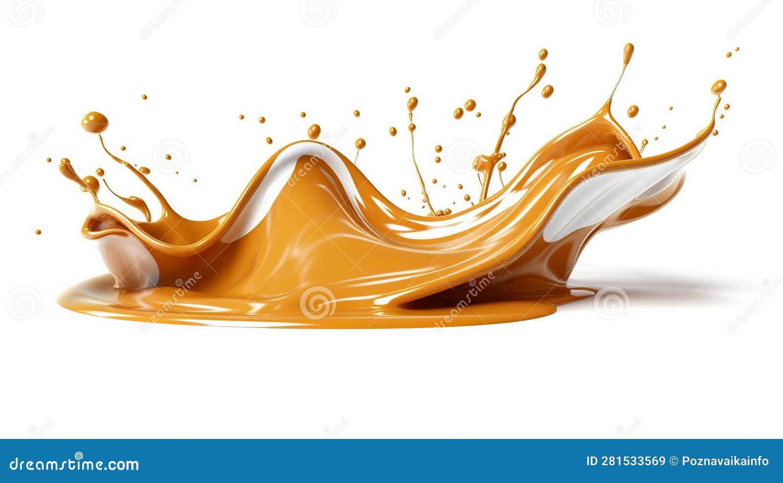 Caramel Splash Isolated on White Background. Generative Ai Stock ...