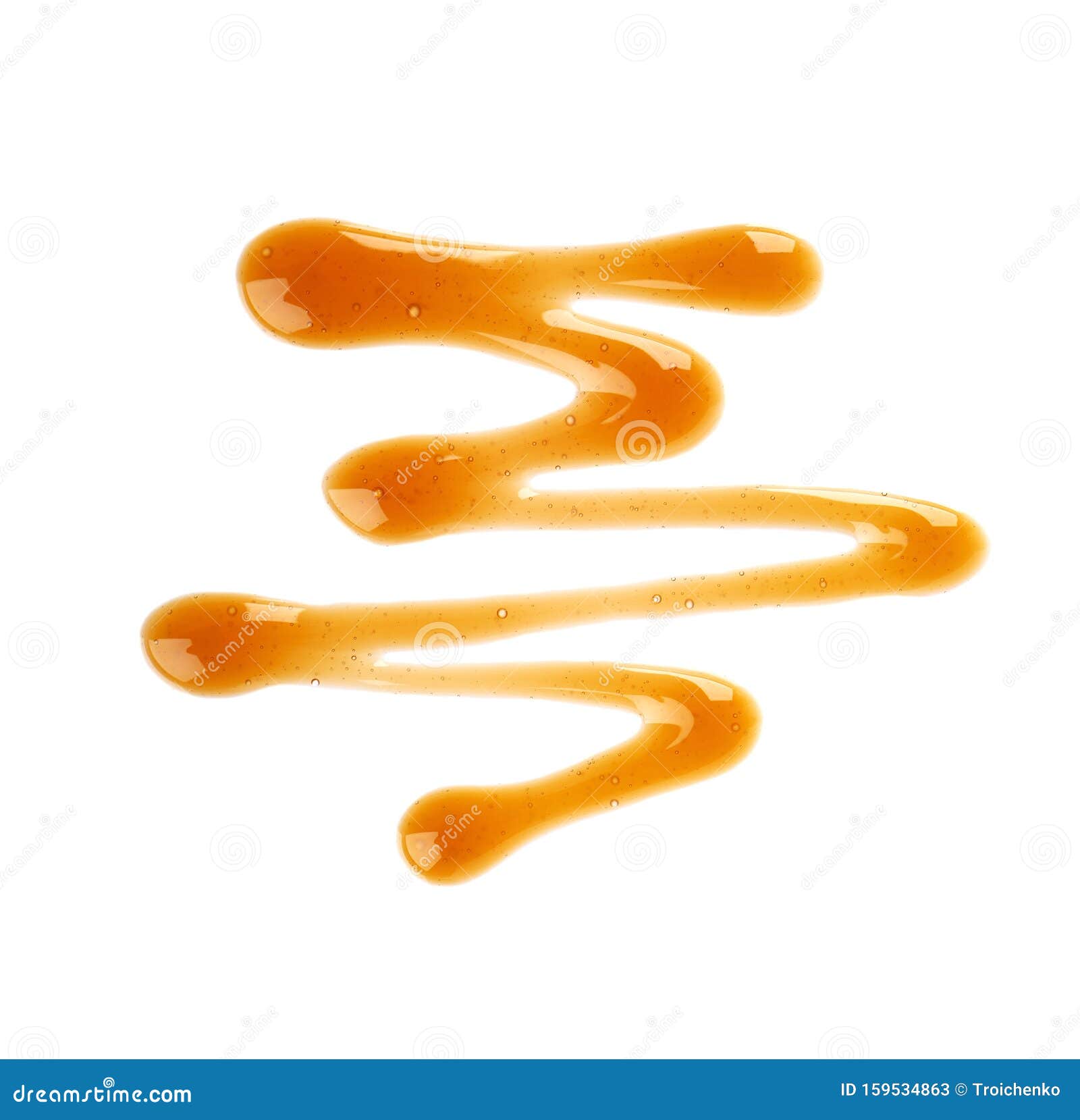 Caramel Syrup Drizzle Isolated On White Background Splashes Of Sweet