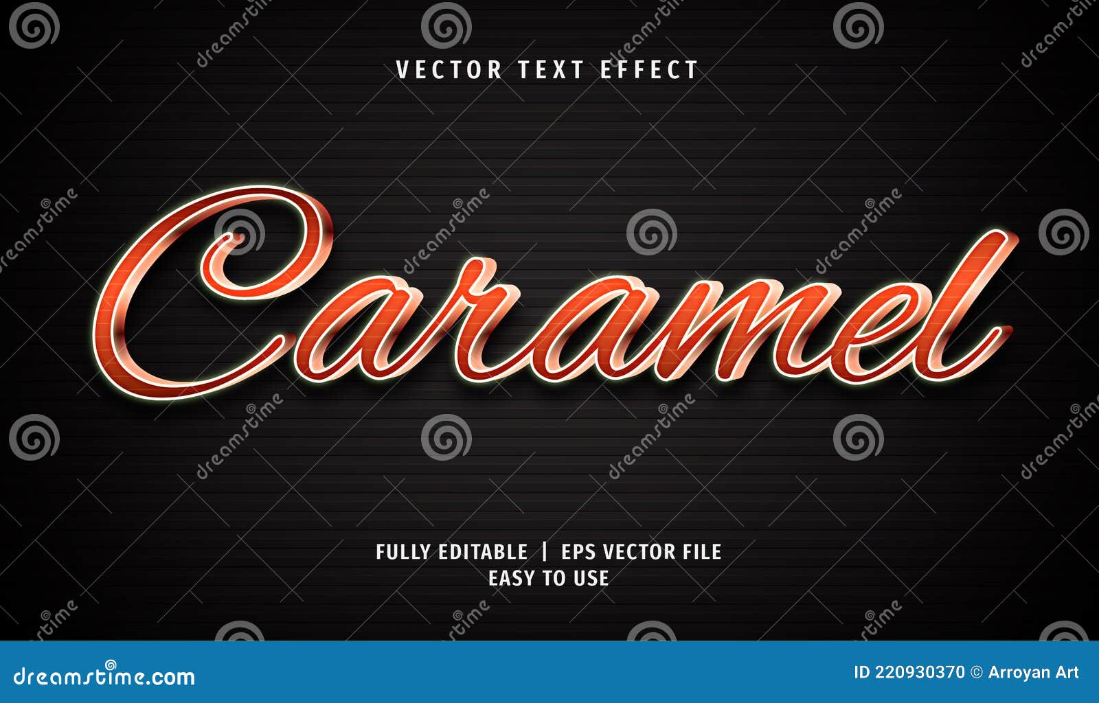Text Effects 3D Caramel, Editable Text Style Stock Vector ...