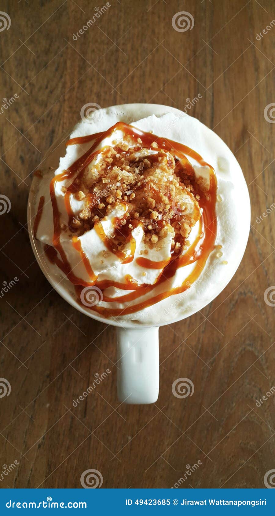Caramel topping coffee stock image. Image of view, caramel - 49423685